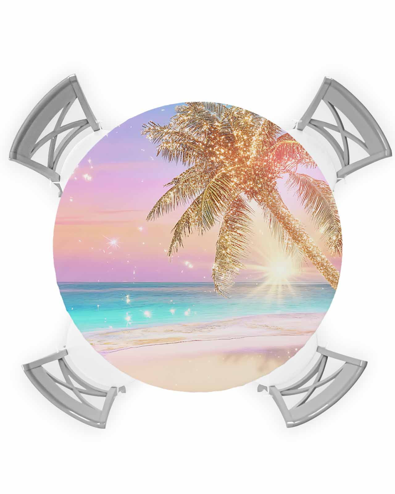 nqOlkjepod Coastal Round Tablecloth, Fitted Table Cover with Elastic for 45"-54" Round Tables ...