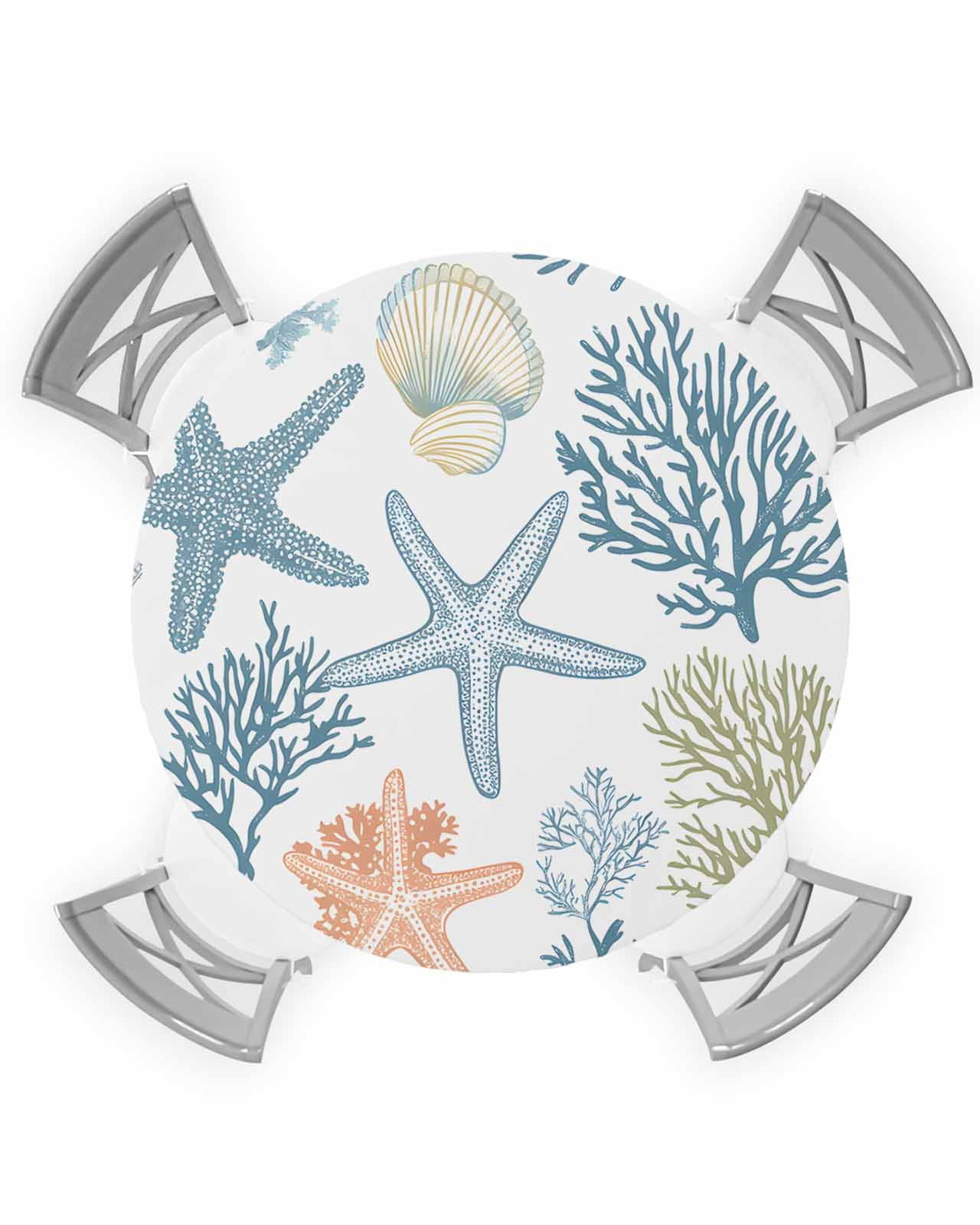 nqOlkjepod Coastal Round Tablecloth, Fitted Table Cover with Elastic ...