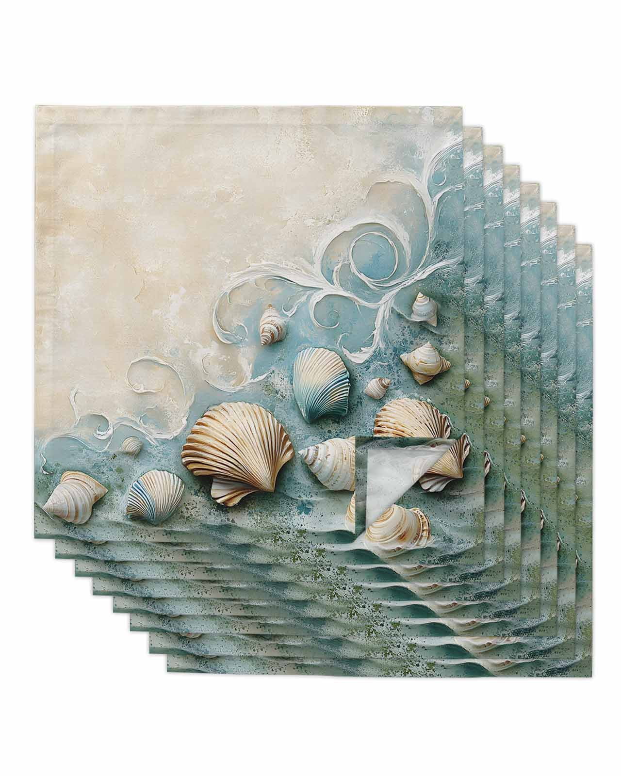 nqOlkjepod Coastal Shell Cloth Napkins Set of 8 Reusable Dinner Napkins ...