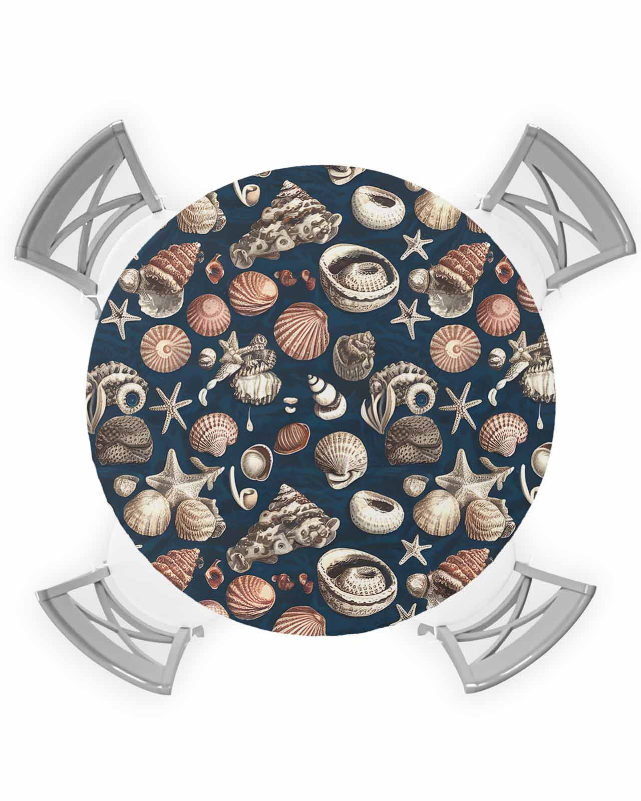 nqOlkjepod Coastal Shell Starfish Round Tablecloth, Fitted Table Cover ...