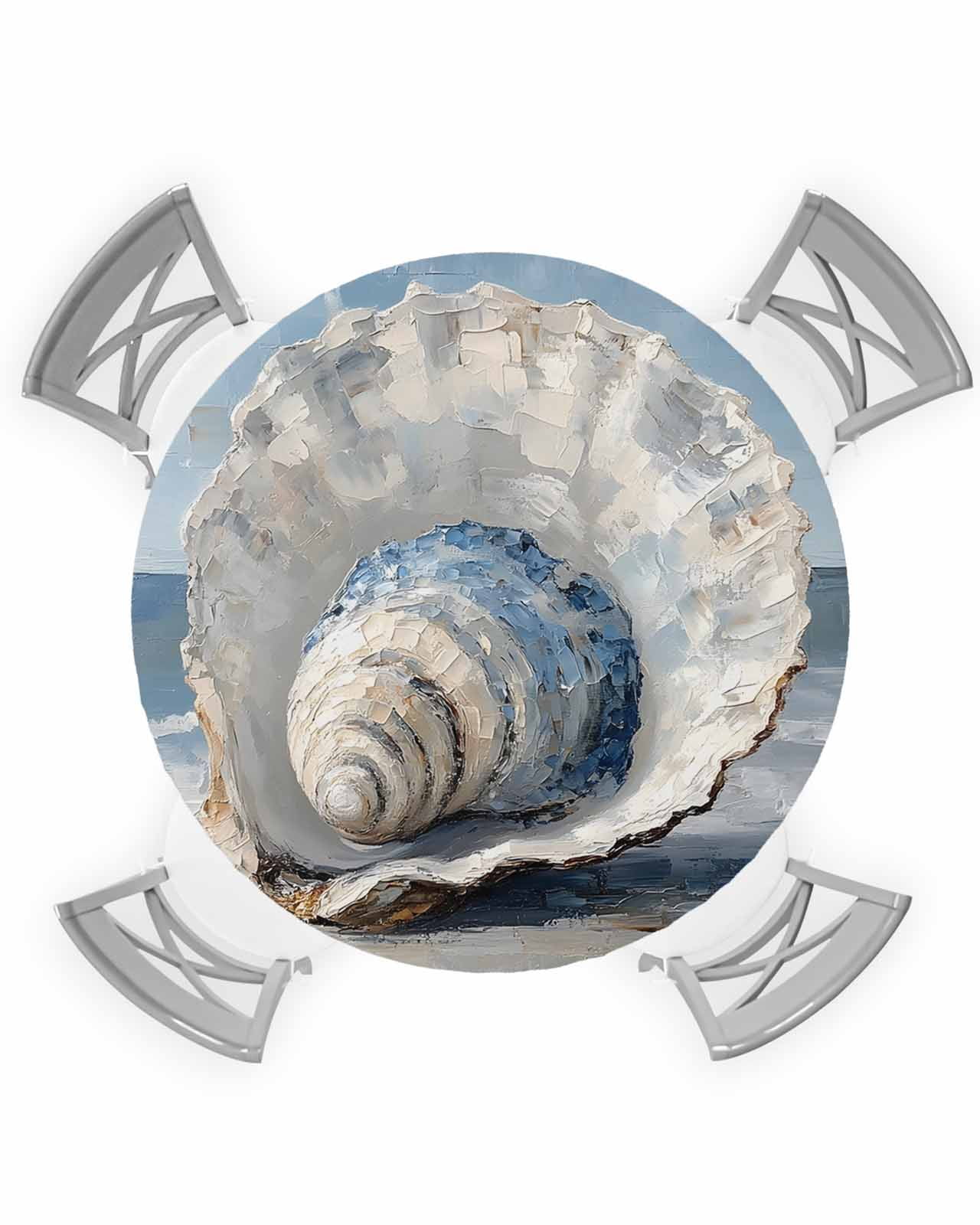 nqOlkjepod Coastal Shells Round Tablecloth, Fitted Table Cover with ...