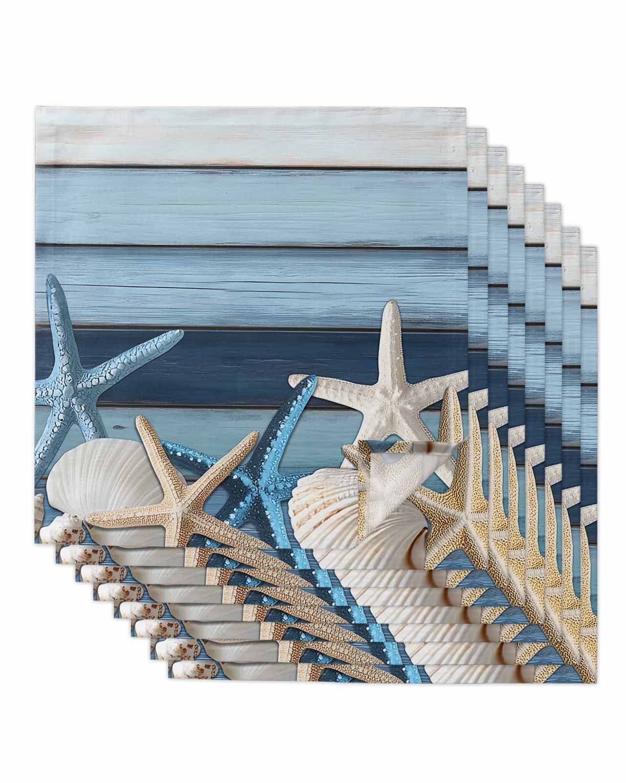 nqOlkjepod Coastal Starfish Cloth Napkins Set of 8 Reusable Dinner ...