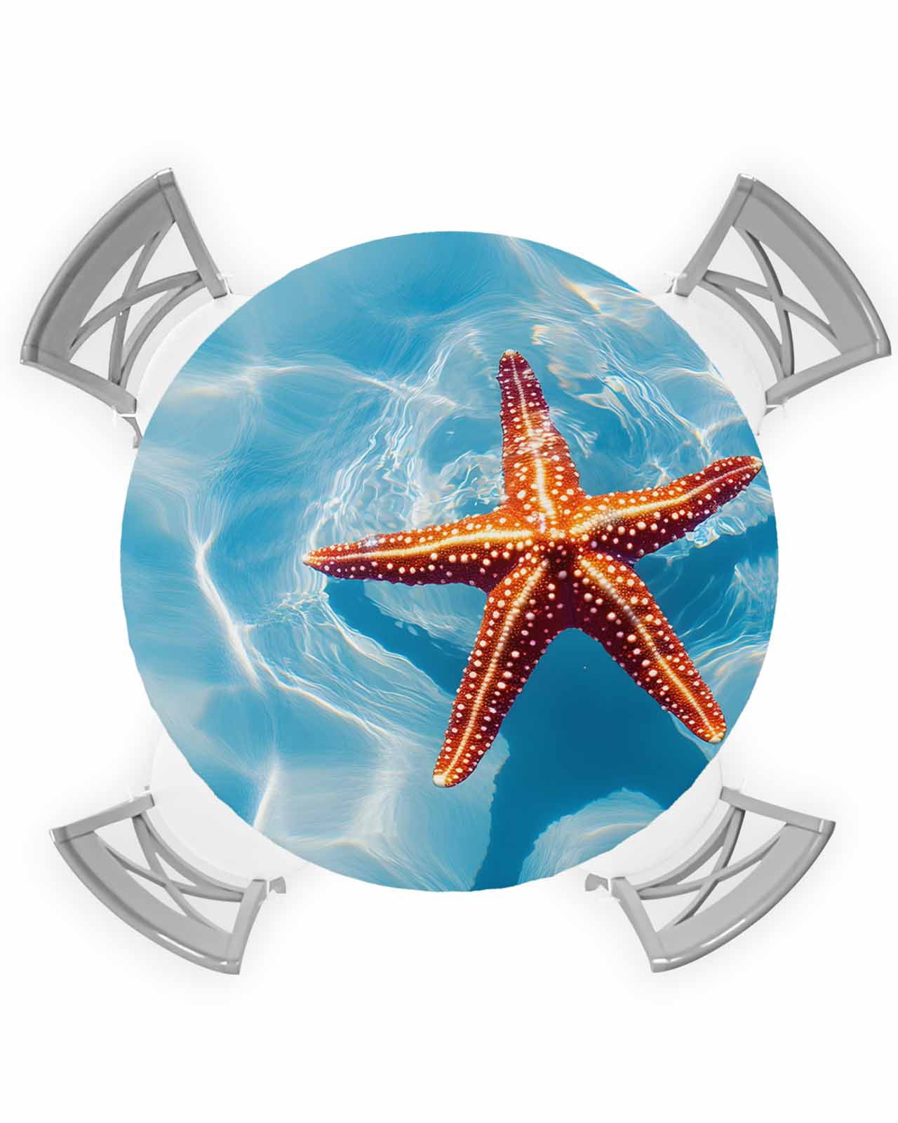 nqOlkjepod Coastal Starfish Round Tablecloth, Fitted Table Cover with ...