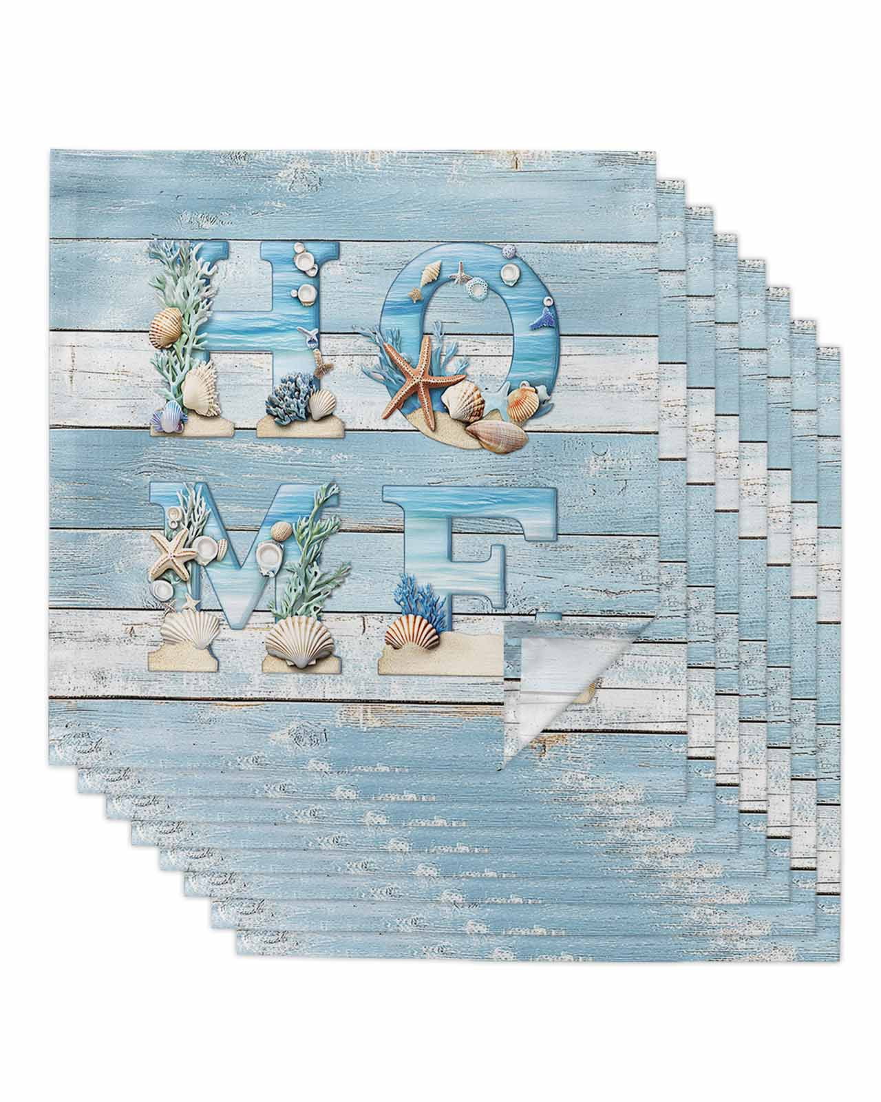 nqOlkjepod Coastal Summer Beach Cloth Napkins Set of 8 Reusable Dinner ...