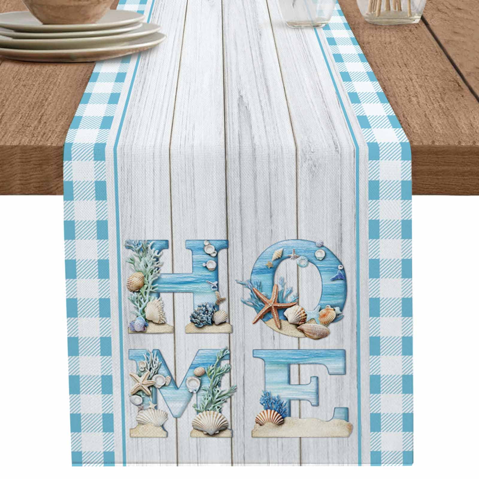 nqOlkjepod Coastal Summer Beach Table Runner 72 Inches Long Farmhouse Dress Scarves, Wood Grain ...