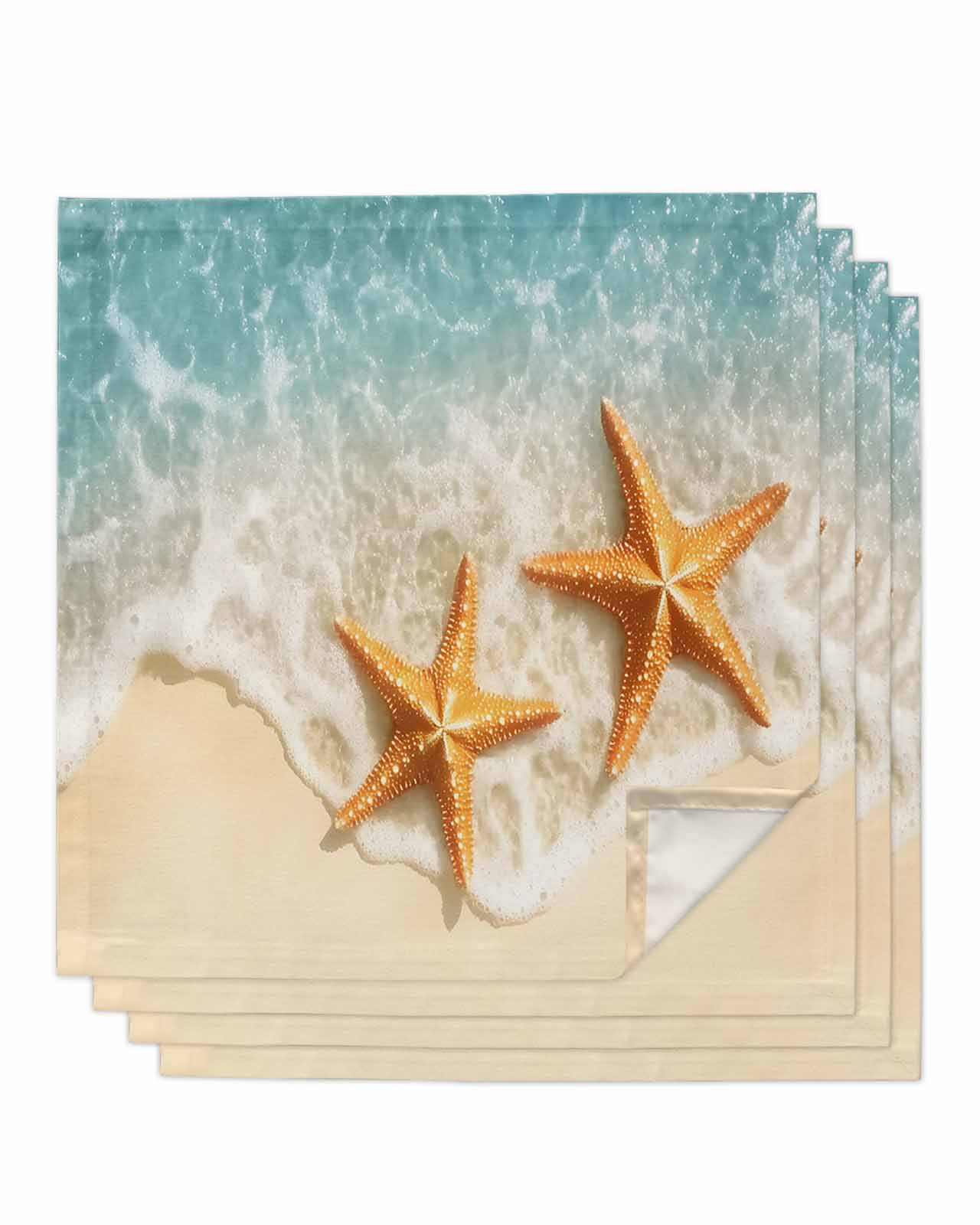 nqOlkjepod Coastal Summer Cloth Napkins Set of 4 Reusable Dinner ...