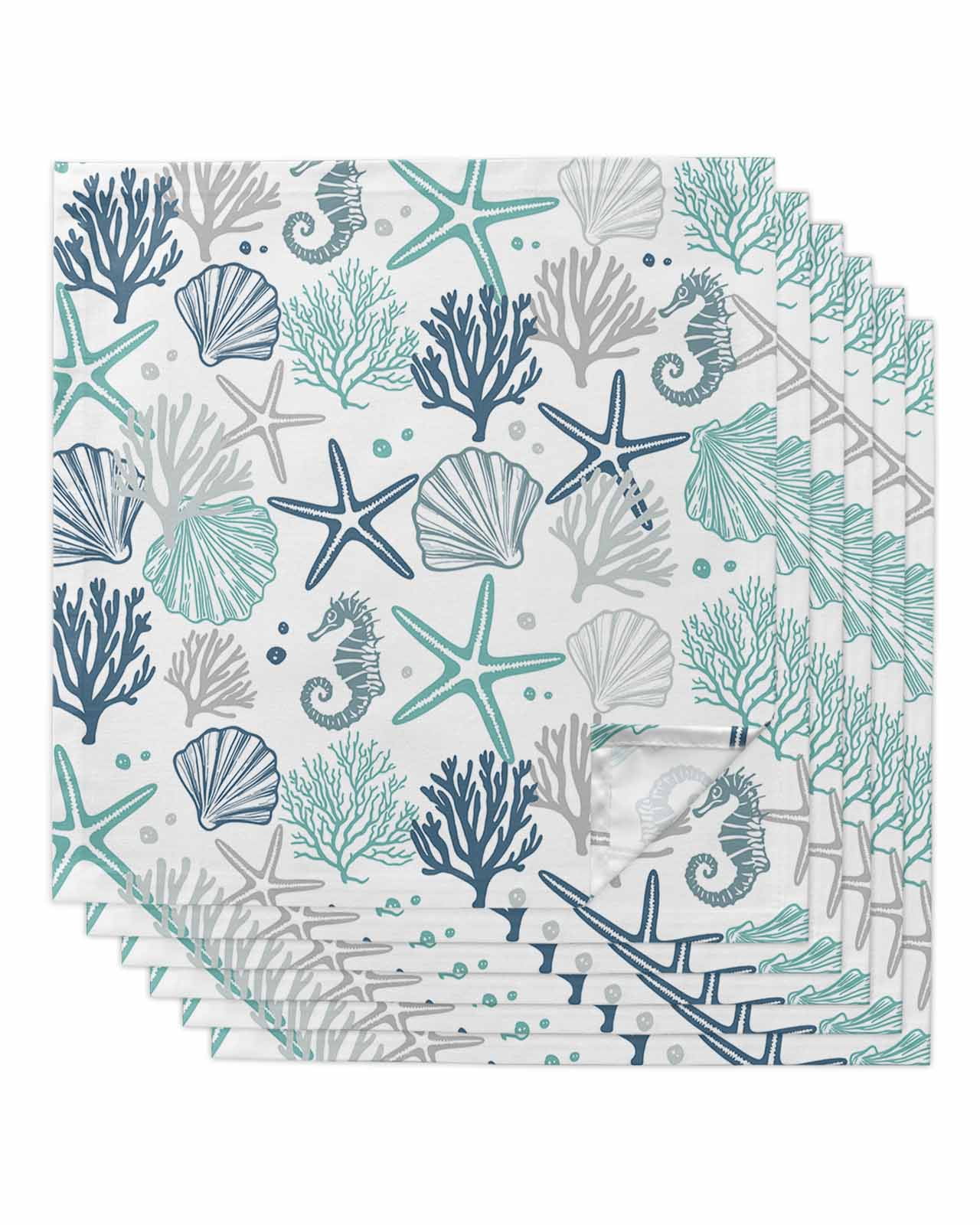 nqOlkjepod Coastal Teal Green Cloth Napkins Set of 6 Reusable Dinner ...