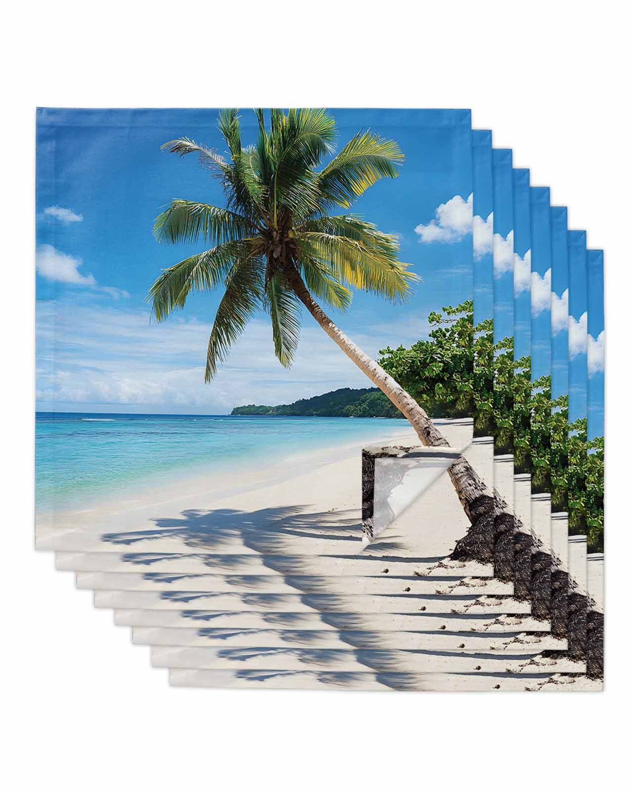 nqOlkjepod Coastal Tropical Cloth Napkins Set of 8 Reusable Dinner ...