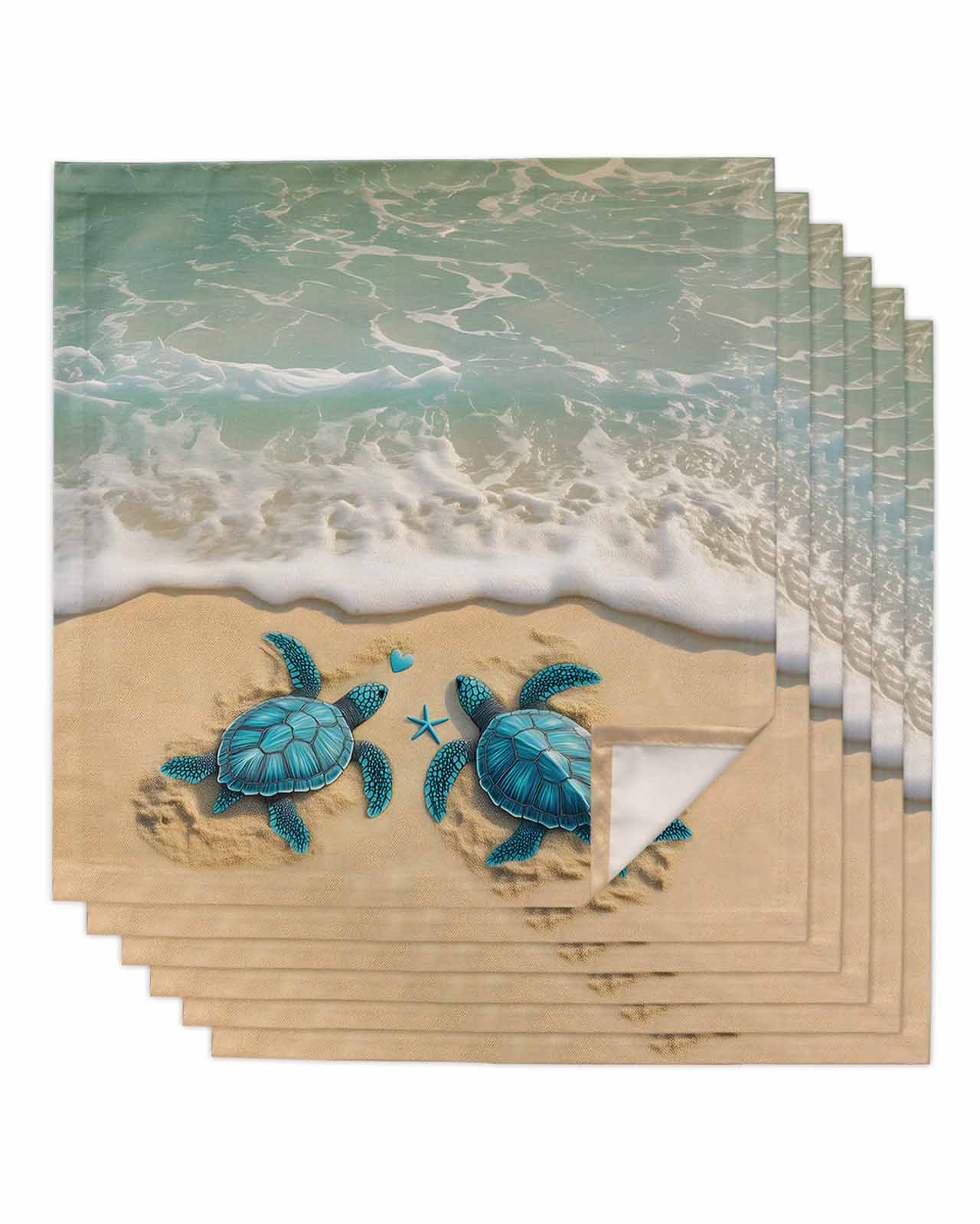nqOlkjepod Coastal Turtle Cloth Napkins Set of 6 Reusable Dinner ...