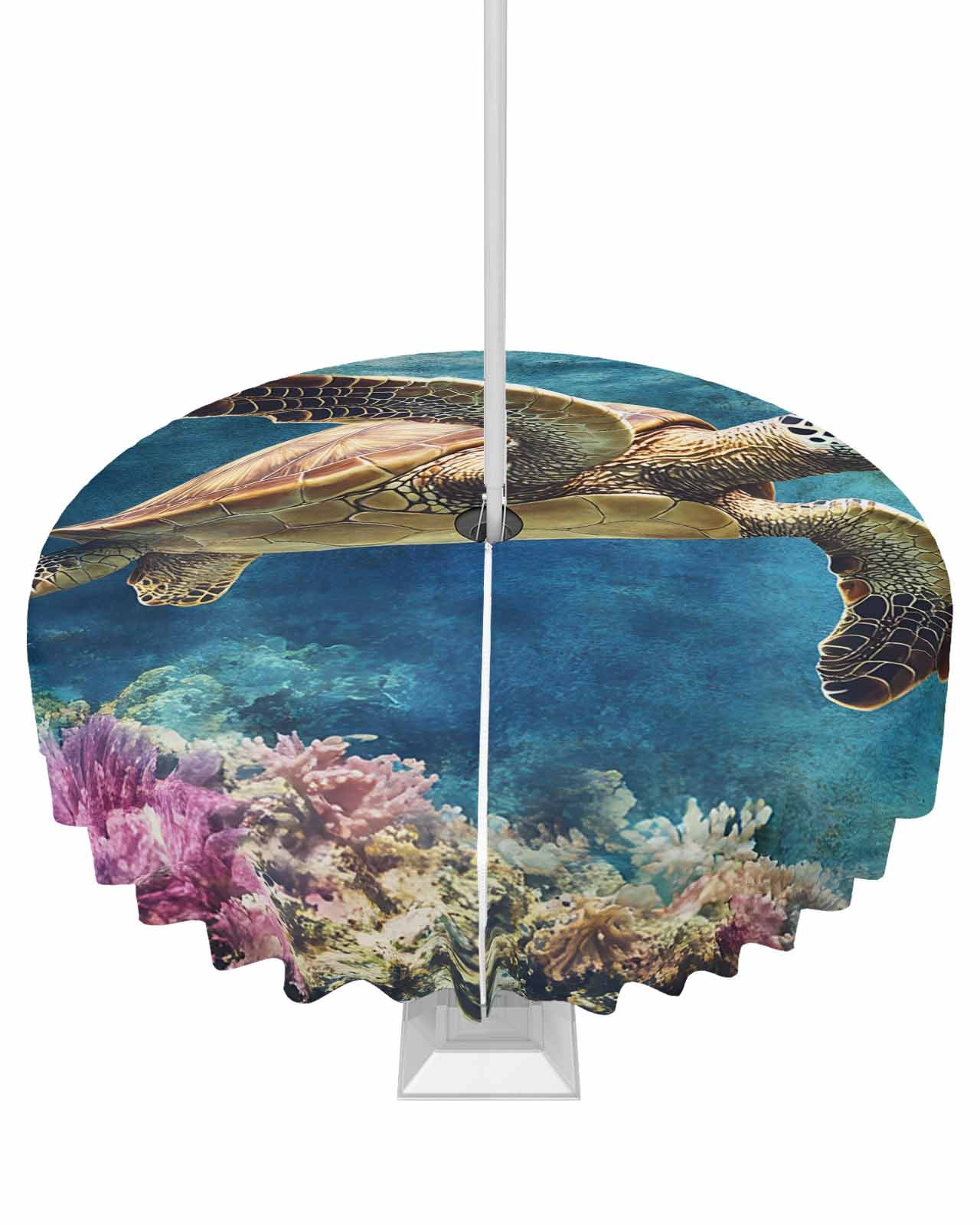 nqOlkjepod Coastal Turtle Outdoor Tablecloth with Umbrella Hole ...