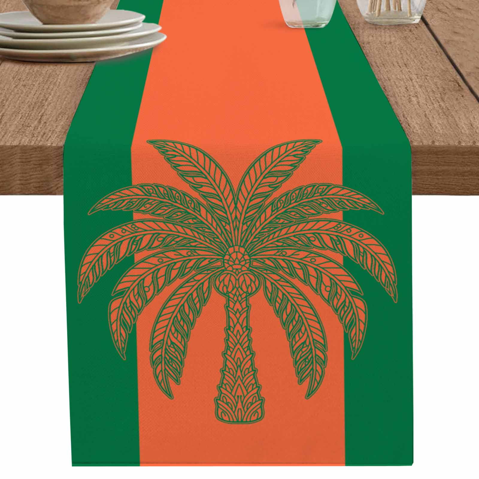 nqOlkjepod Coconut Tree Table Runner 72 Inches Long Farmhouse Dress ...