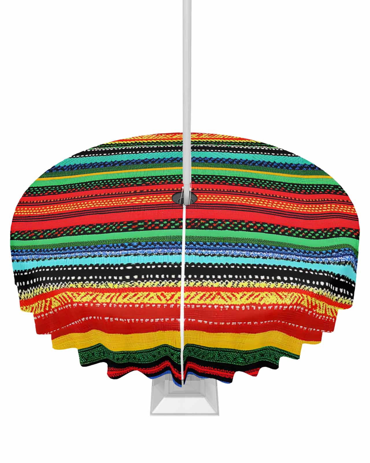 nqOlkjepod Colored Stripes Outdoor Tablecloth with Umbrella Hole ...
