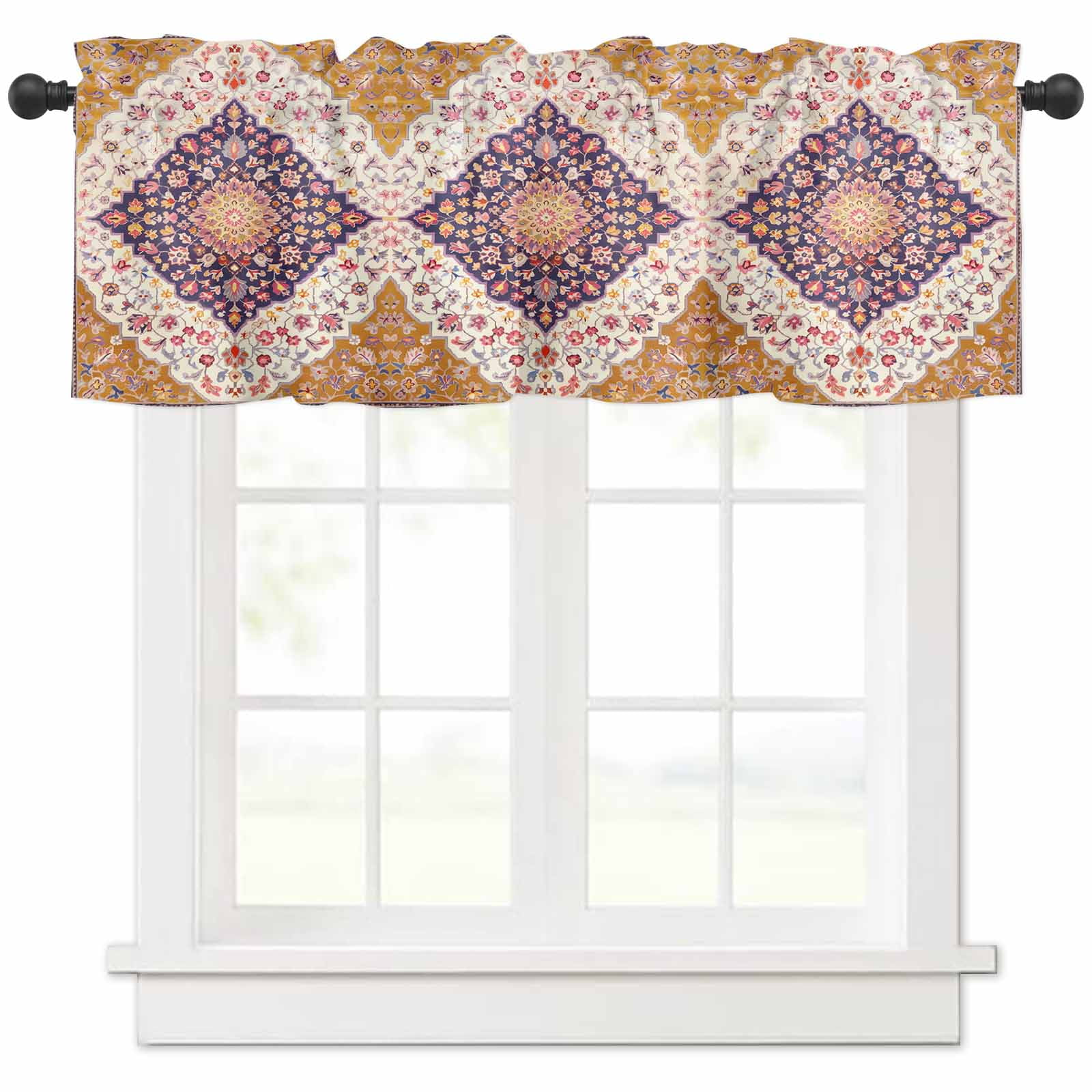 nqOlkjepod Colorful Boho Farmhouse Short Window Curtain Valances ...