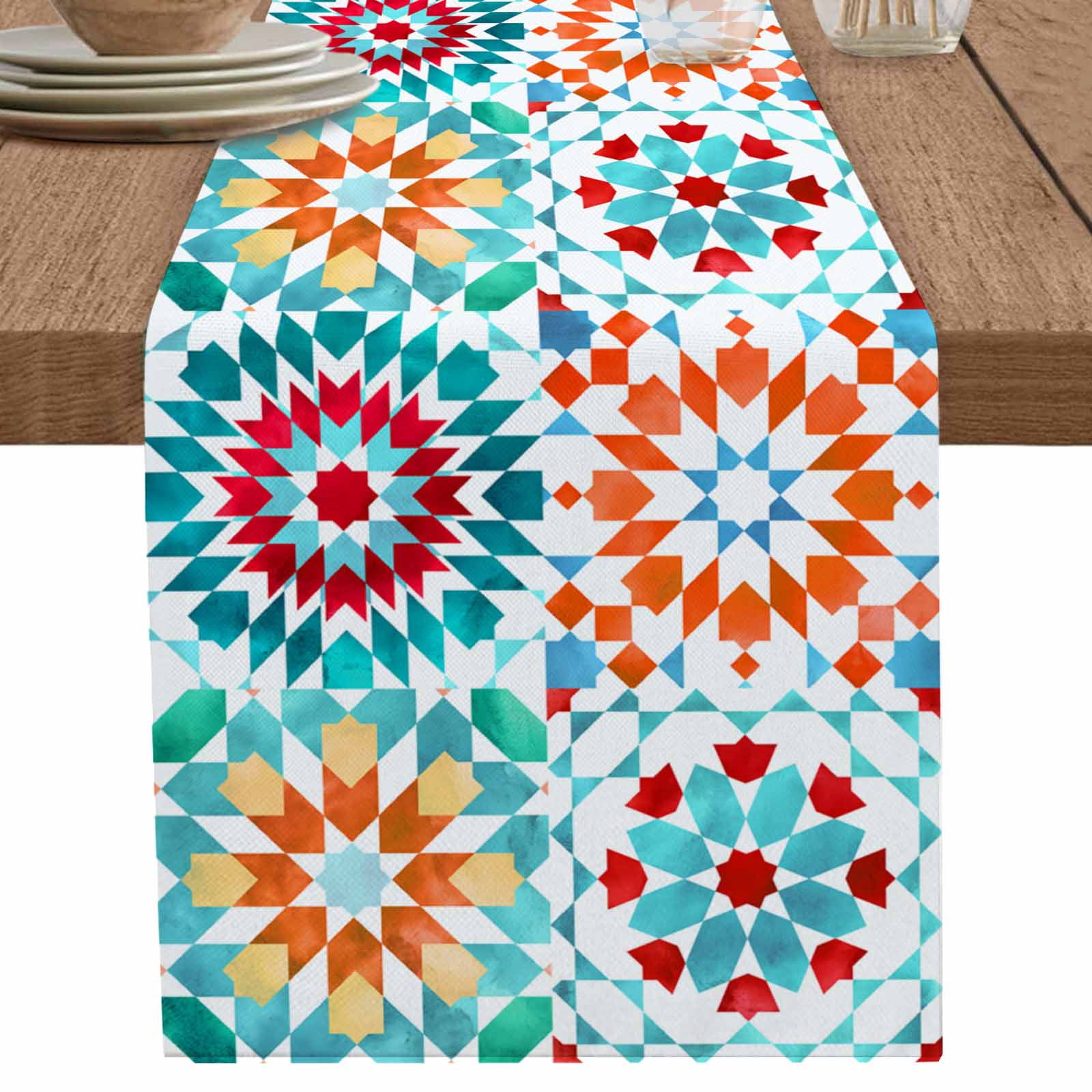 nqOlkjepod Colorful Boho Geometric Table Runner 72 Inches Long ...
