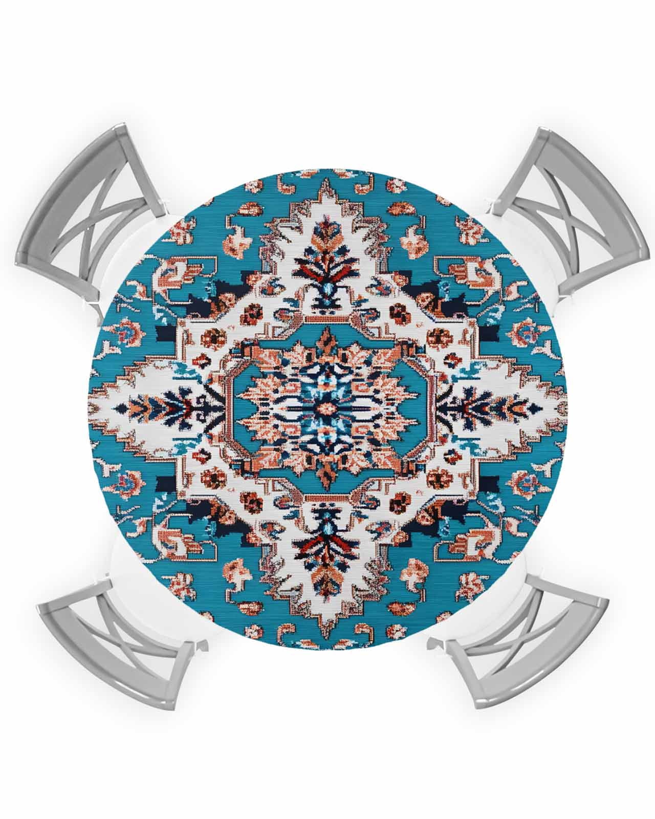 nqOlkjepod Colorful Boho Round Tablecloth, Fitted Table Cover with ...