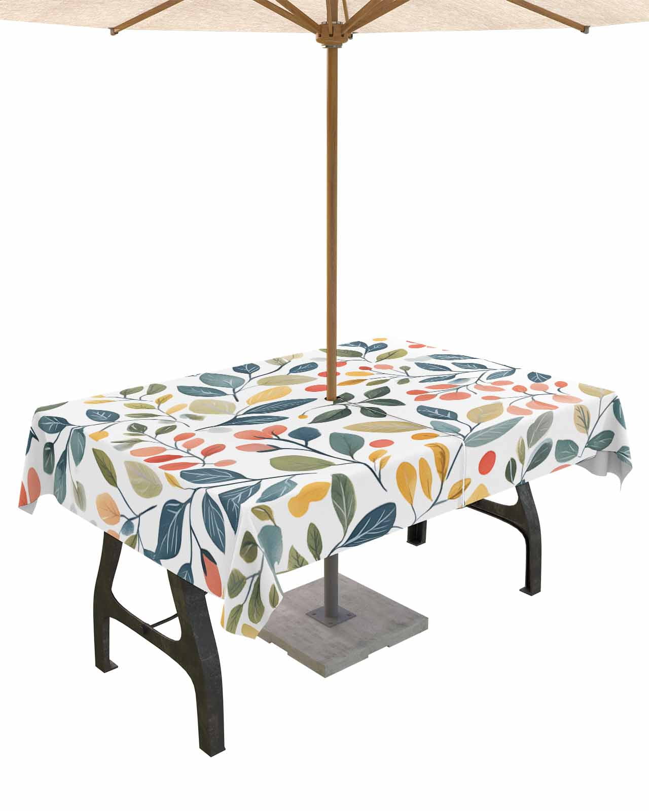nqOlkjepod Colorful Botanical Outdoor Tablecloth with Umbrella Hole ...