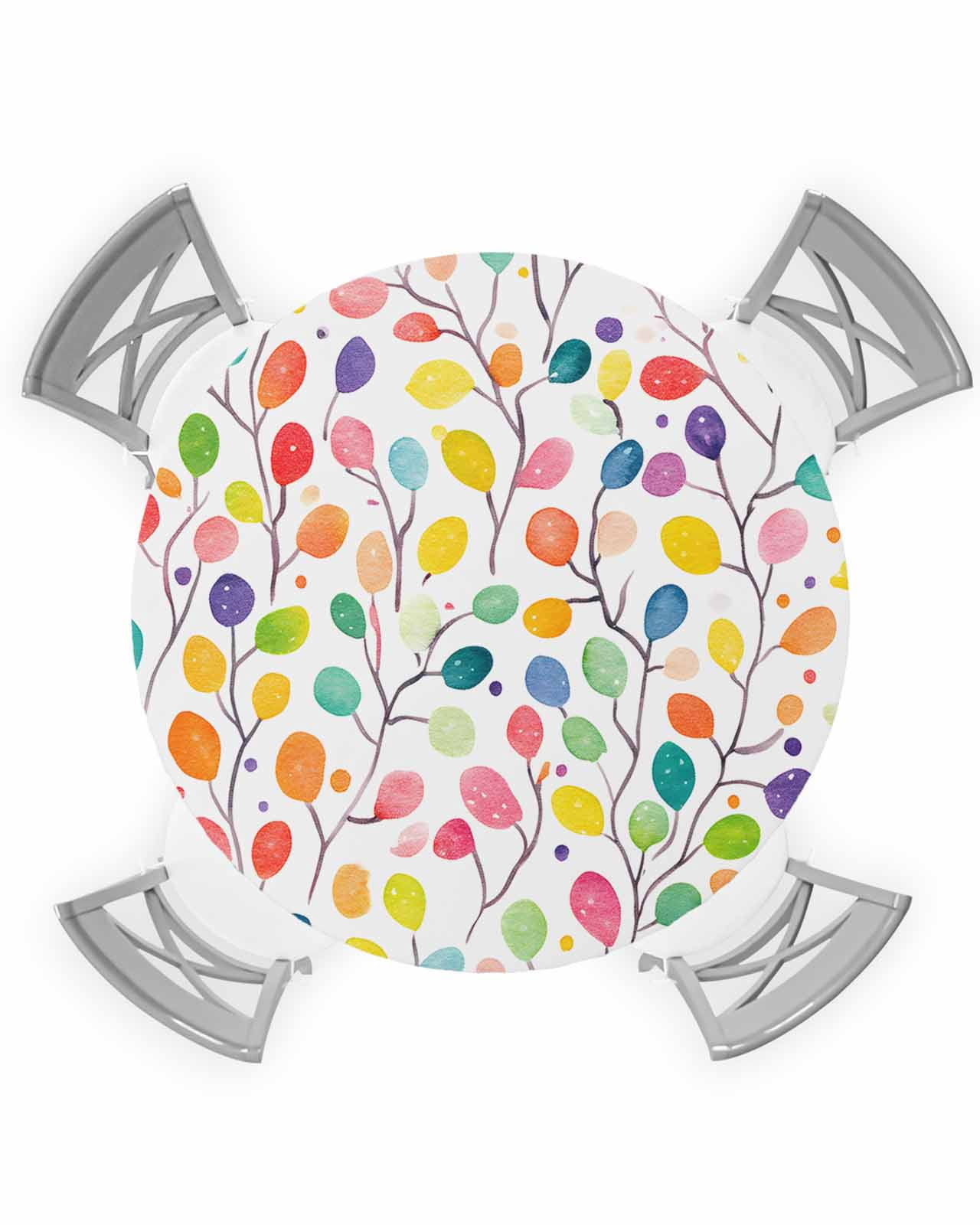 nqOlkjepod Colorful Botanical Round Tablecloth, Fitted Table Cover with ...
