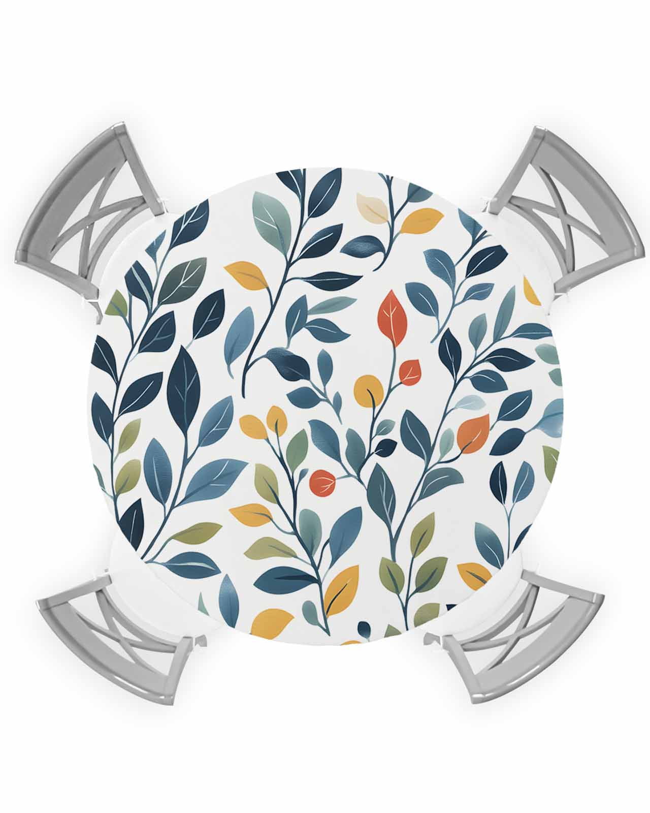 nqOlkjepod Colorful Botanical Round Tablecloth, Fitted Table Cover with ...