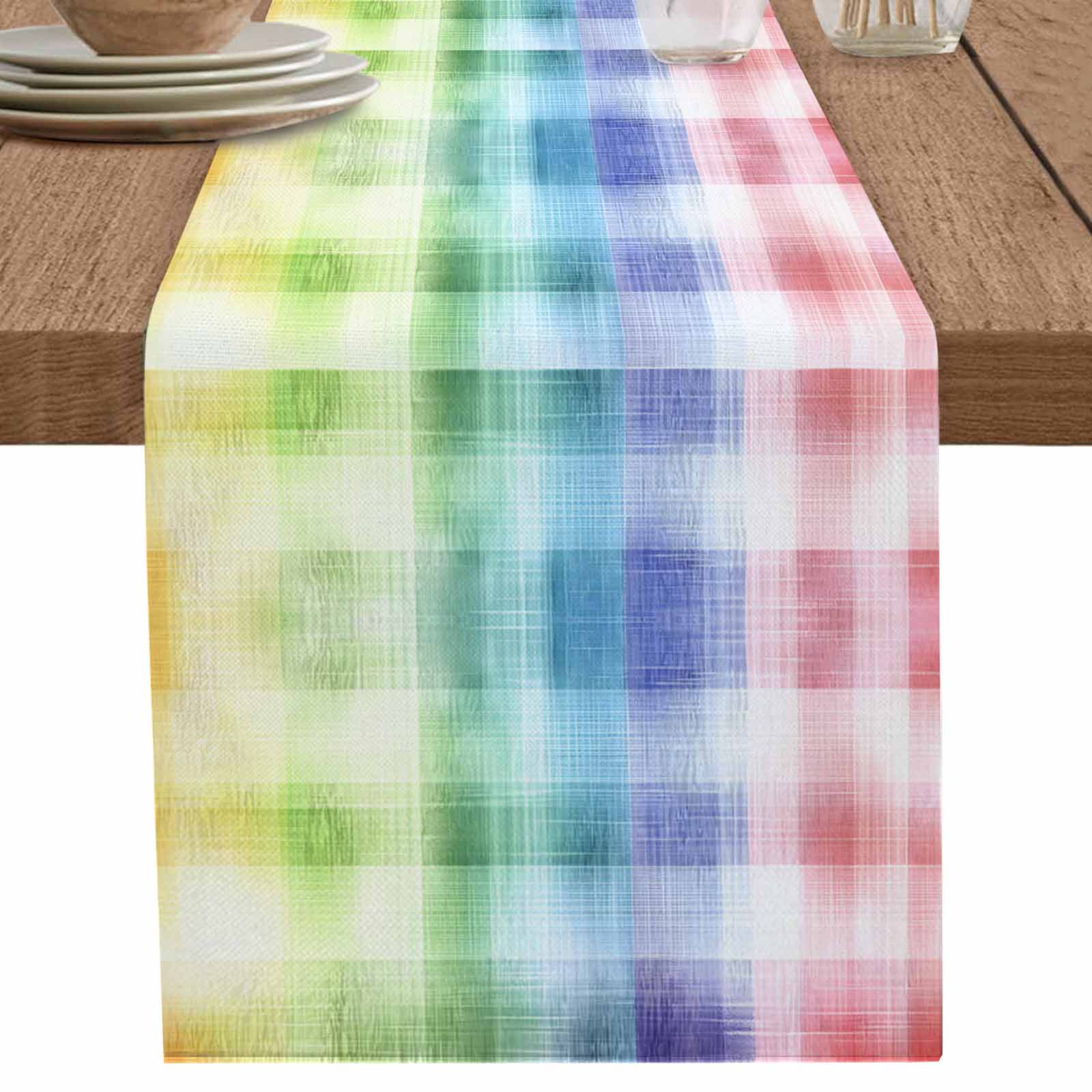 nqOlkjepod Colorful Buffalo Plaid Table Runner 70 Inches Long Farmhouse ...