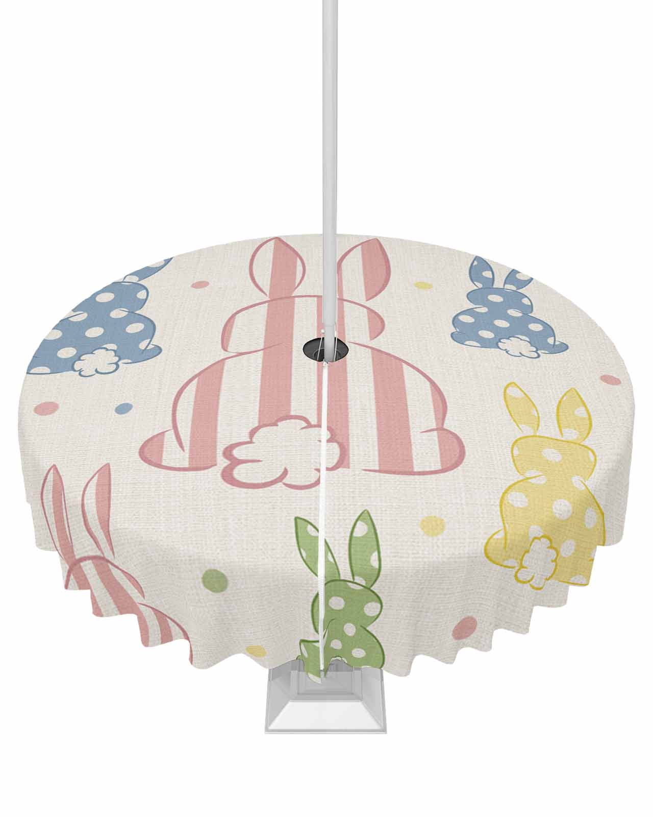 nqOlkjepod Colorful Bunny Outdoor Tablecloth with Umbrella Hole ...
