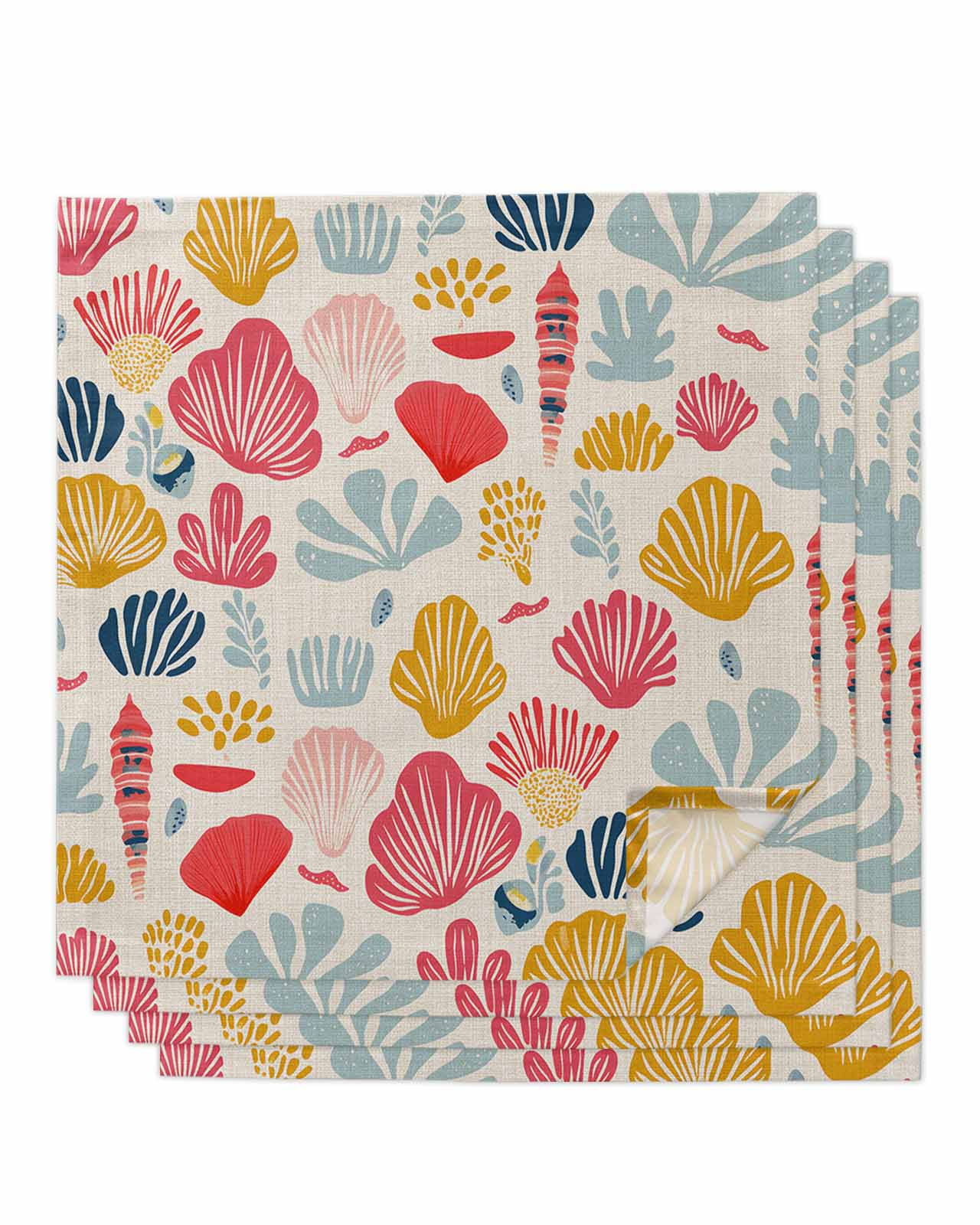 nqOlkjepod Colorful Coastal Shells Cloth Napkins Set of 4 Reusable ...