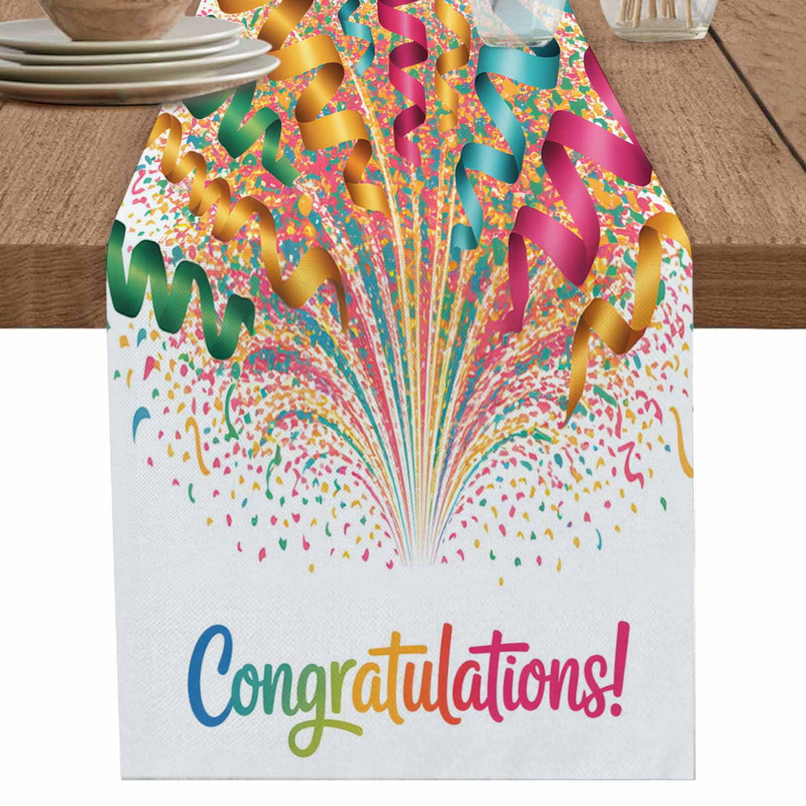 nqOlkjepod Colorful Congratulations Table Runner 48 Inches Long ...