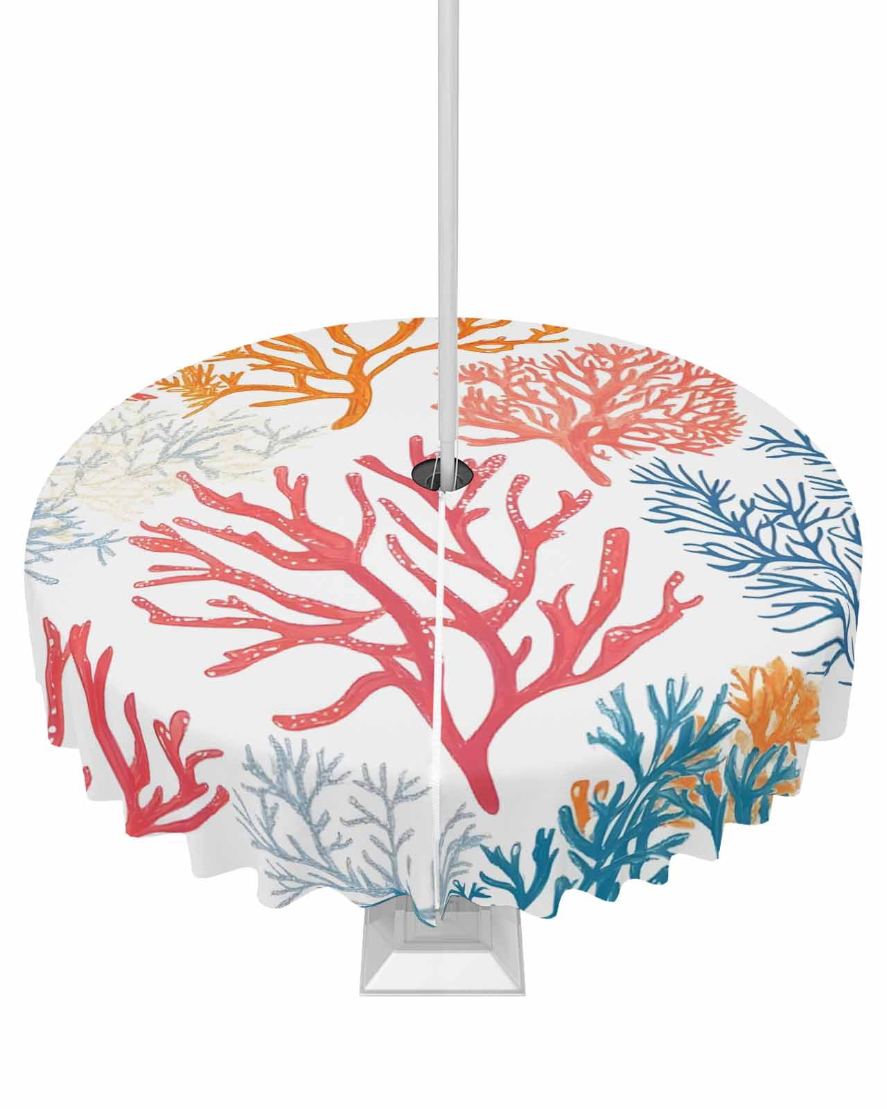 nqOlkjepod Colorful Coral Outdoor Tablecloth with Umbrella Hole ...
