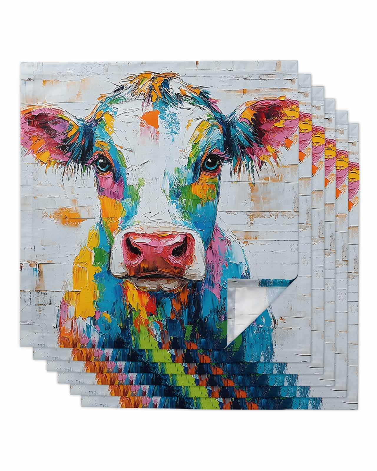 nqOlkjepod Colorful Cow Cloth Napkins Set of 6 Reusable Dinner Napkins ...
