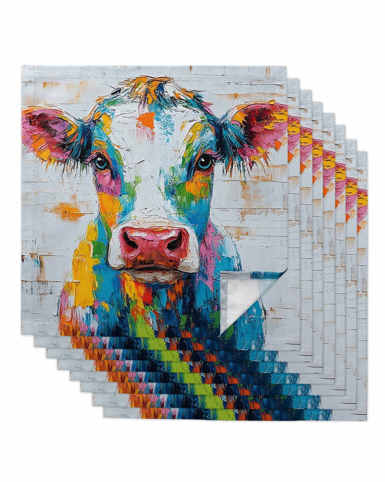nqOlkjepod Colorful Cow Cloth Napkins Set of 8 Reusable Dinner Napkins ...
