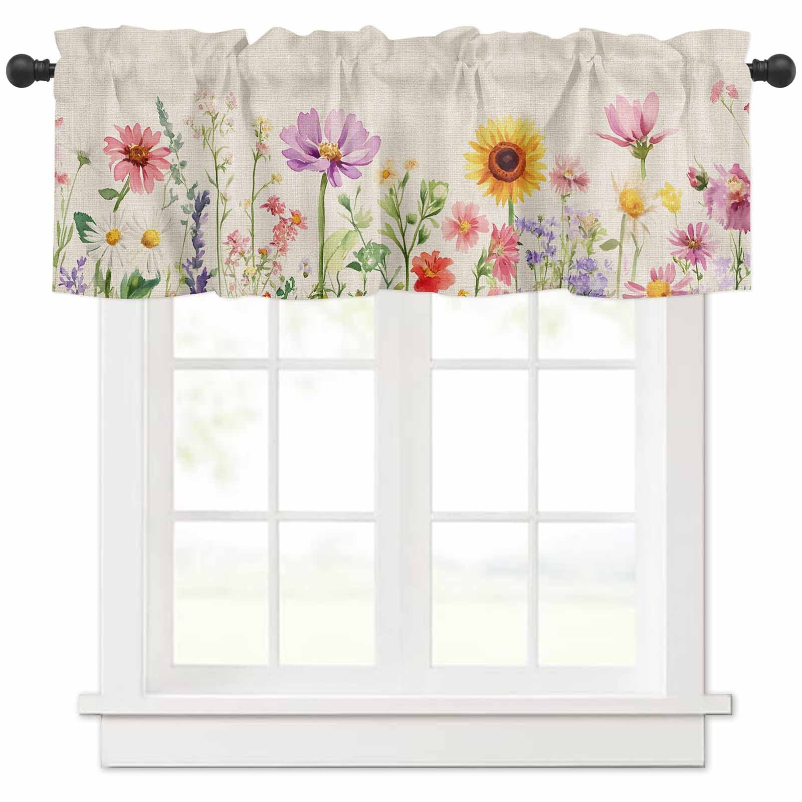 nqOlkjepod Colorful Floral Farmhouse Short Window Curtain Valances ...