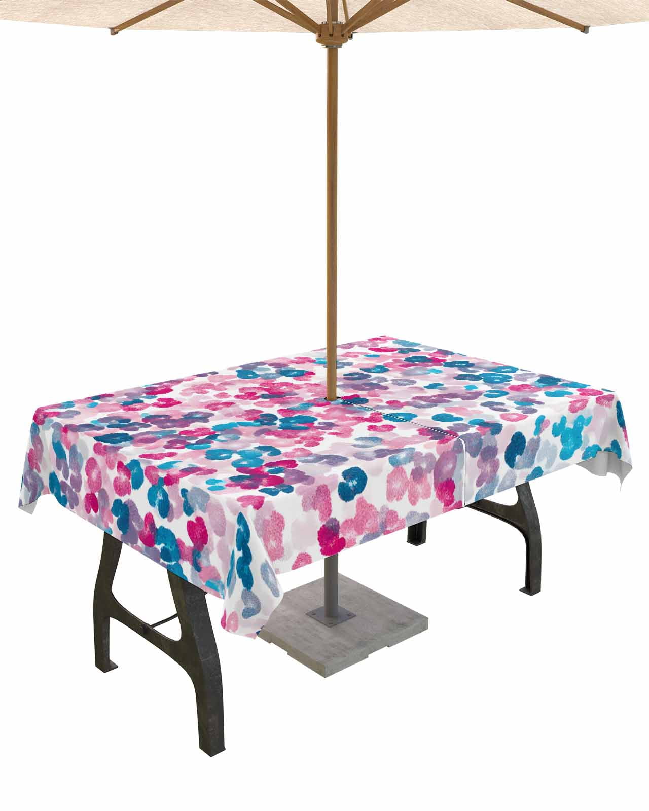 nqOlkjepod Colorful Flowers Petal Outdoor Tablecloth with Umbrella Hole ...