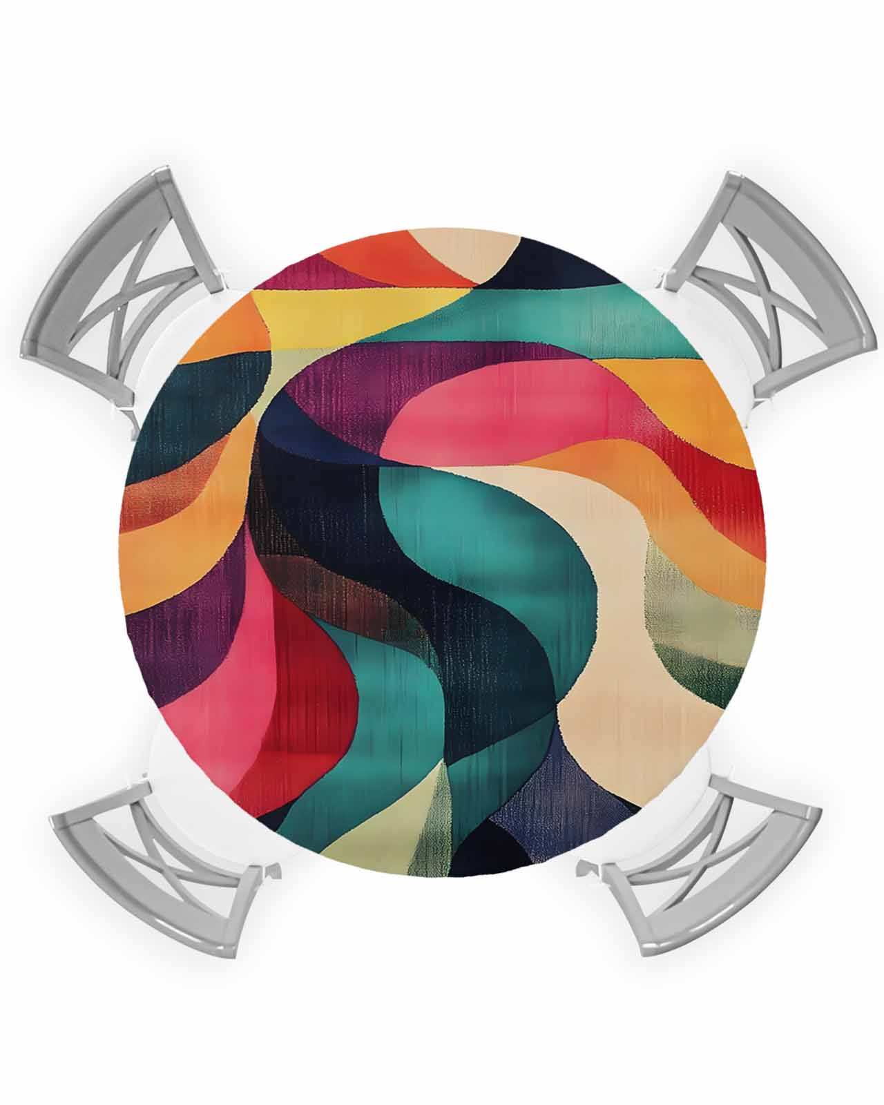 nqOlkjepod Colorful Geometric Round Tablecloth, Fitted Table Cover with ...