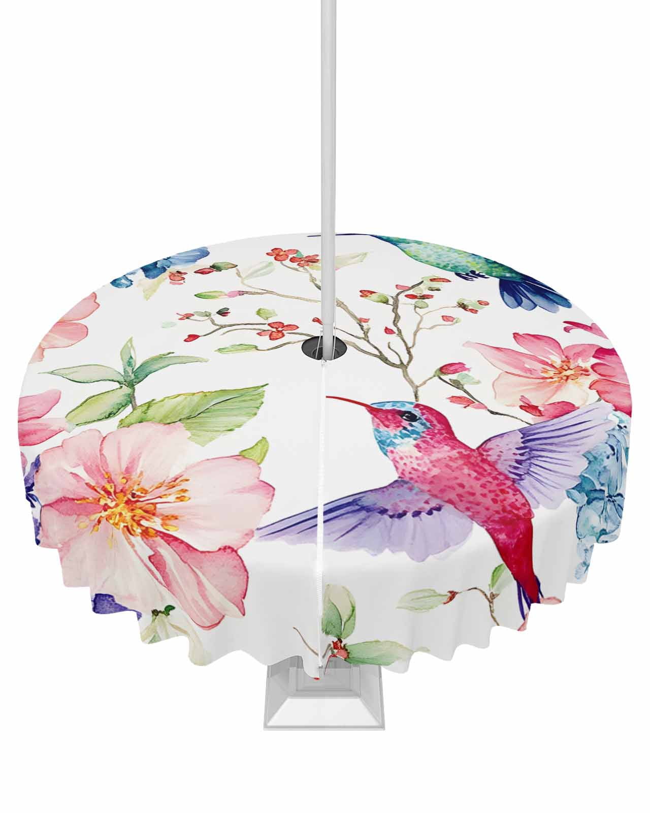 nqOlkjepod Colorful Hummingbird Outdoor Tablecloth with Umbrella Hole ...