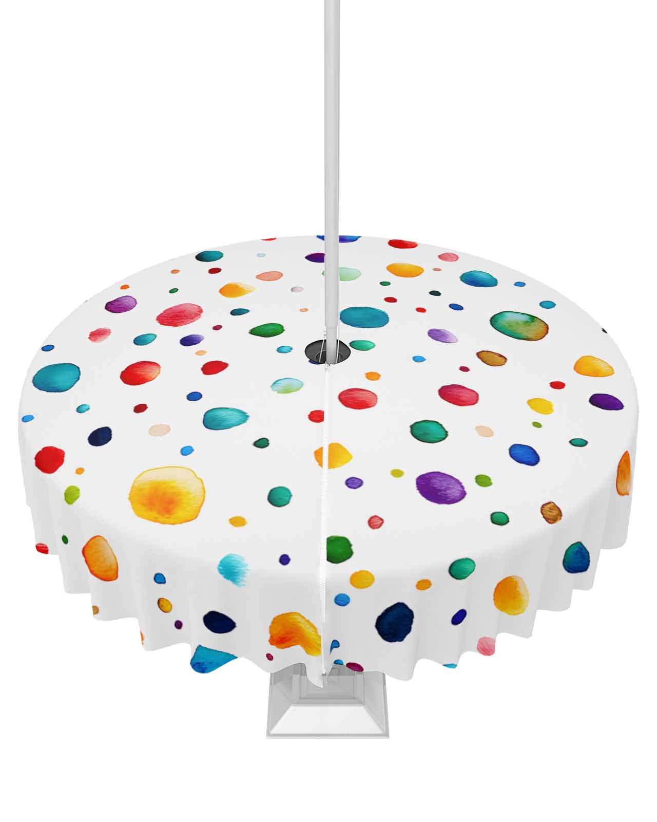 nqOlkjepod Colorful Polka Dot Outdoor Tablecloth with Umbrella Hole ...