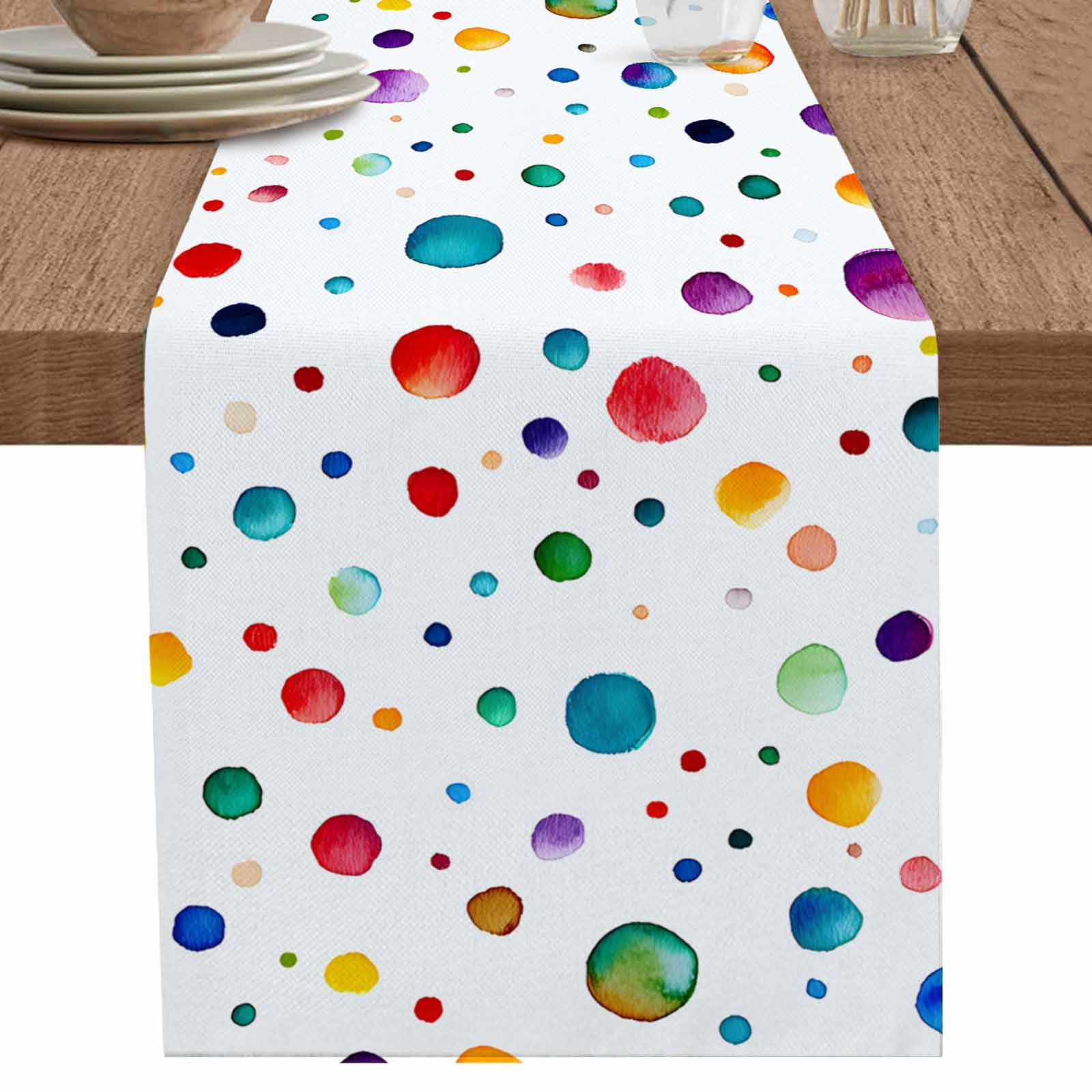 nqOlkjepod Colorful Polka Dot Table Runner 72 Inches Long Farmhouse ...