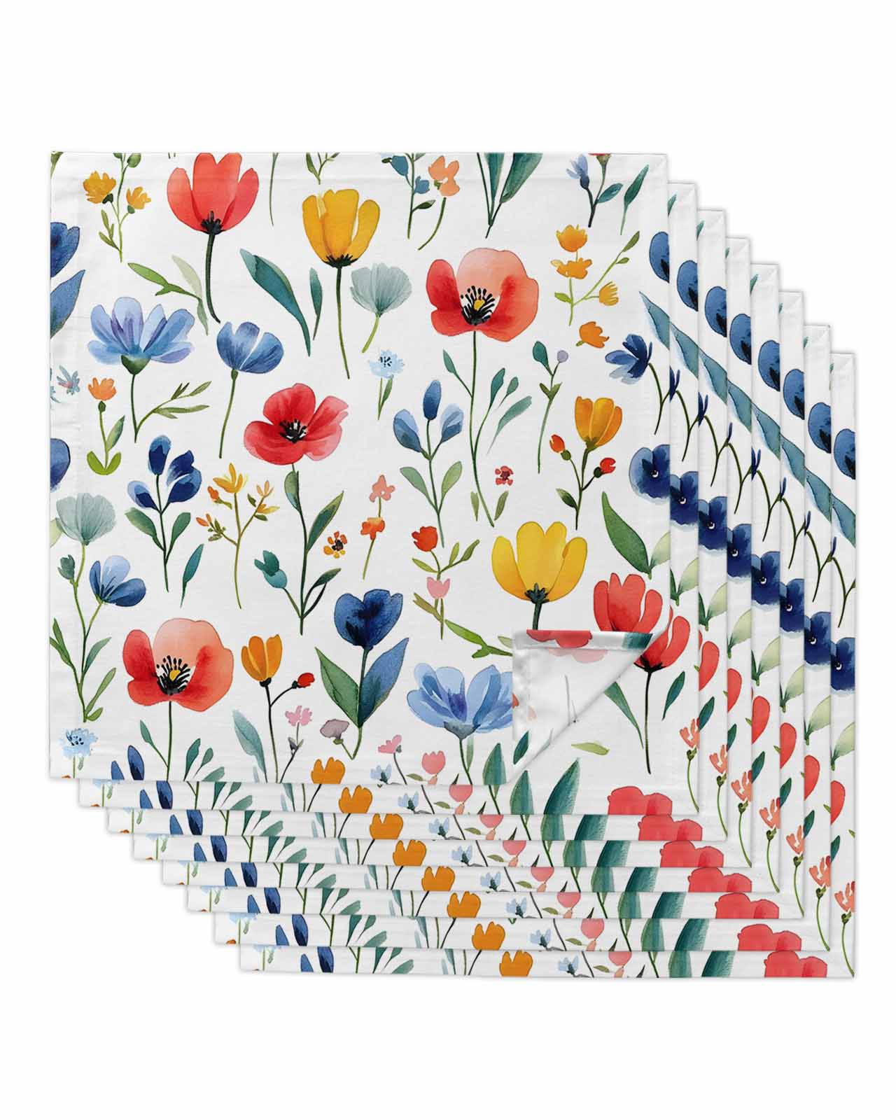 nqOlkjepod Colorful Poppies Cloth Napkins Set of 8 Reusable Dinner ...