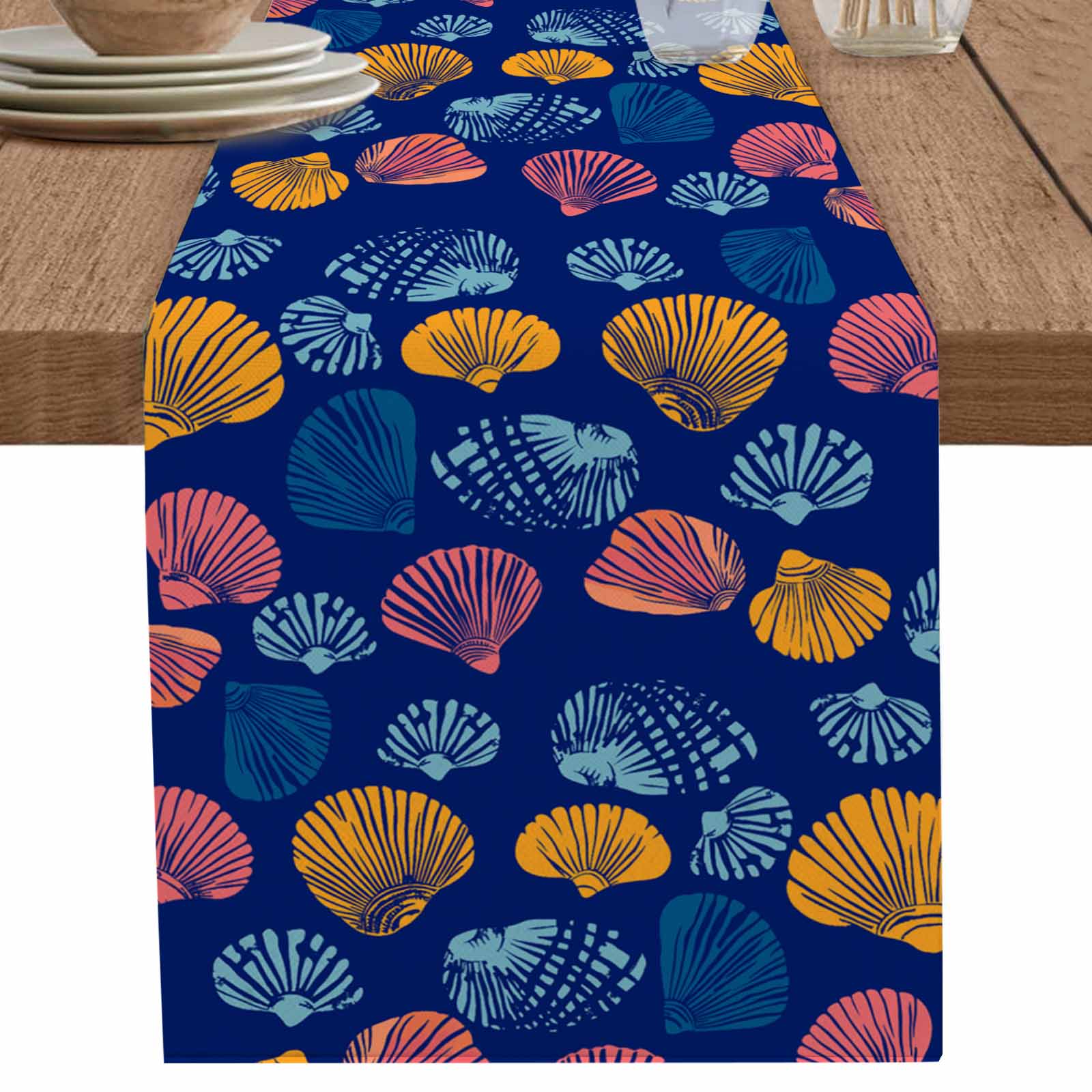 nqOlkjepod Colorful Shell Table Runner 72 Inches Long Farmhouse Dress ...