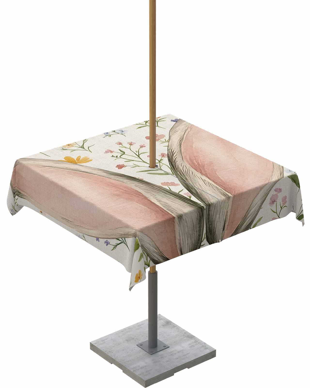 nqOlkjepod Colorful Spring Floral Outdoor Tablecloth with Umbrella Hole ...