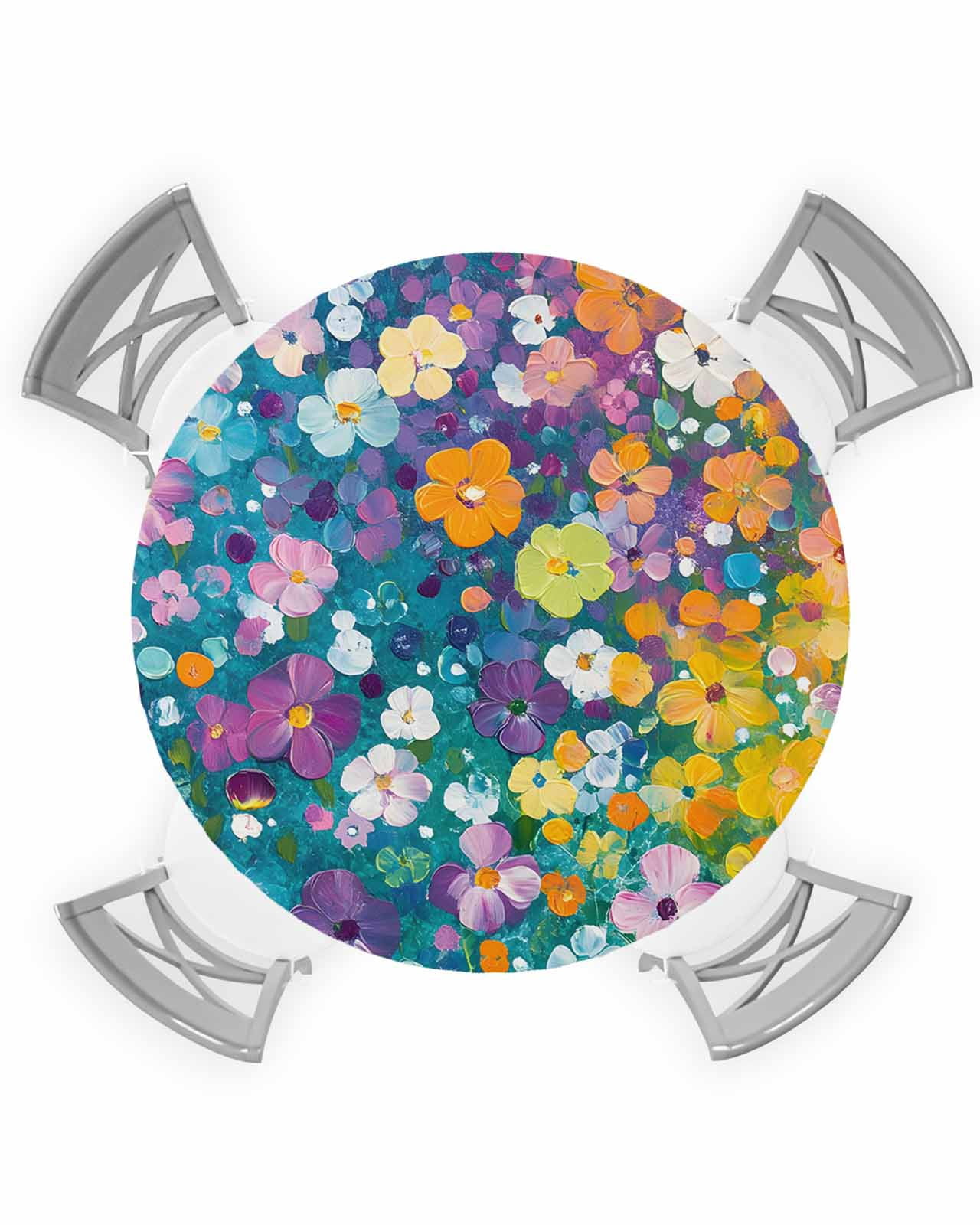 nqOlkjepod Colorful Spring Floral Round Tablecloth, Fitted Table Cover ...