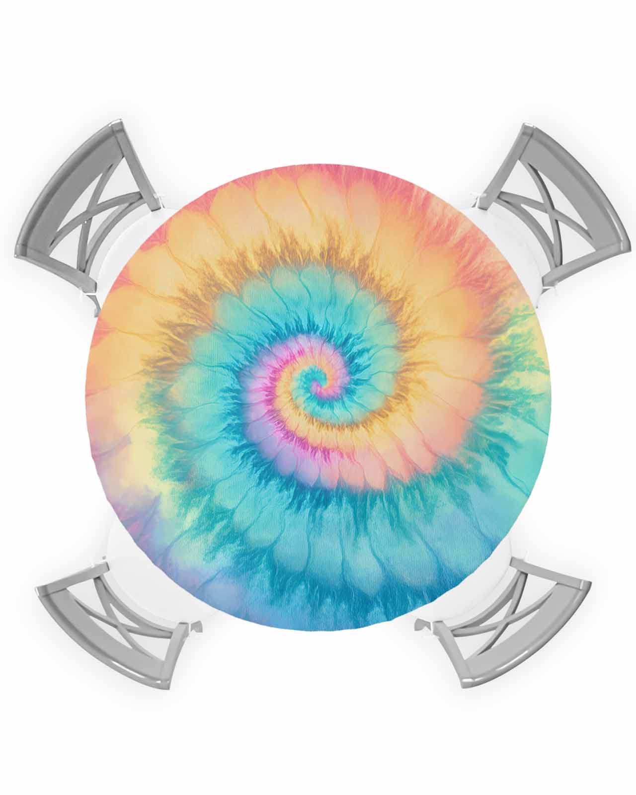 nqOlkjepod Colorful Tie Dye Round Tablecloth, Fitted Table Cover with ...