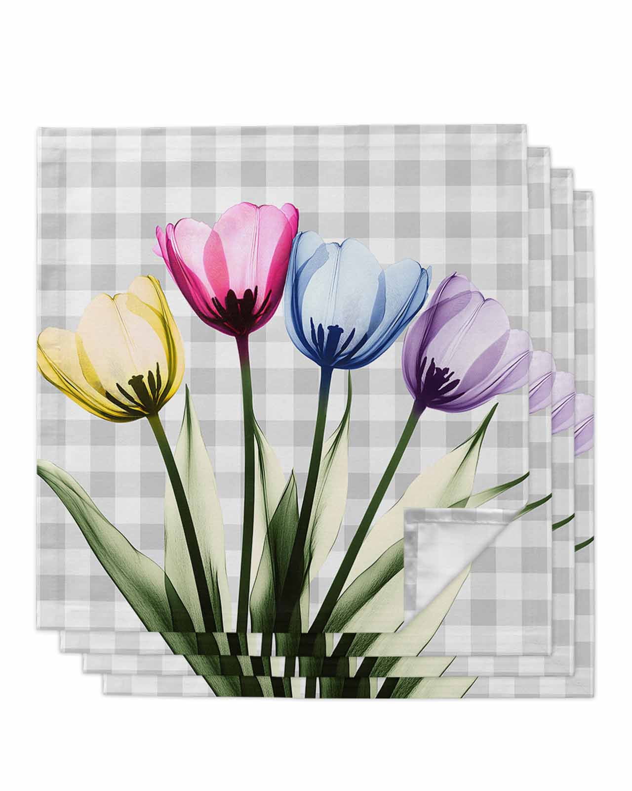 nqOlkjepod Colorful Tulip Cloth Napkins Set of 4 Reusable Dinner ...