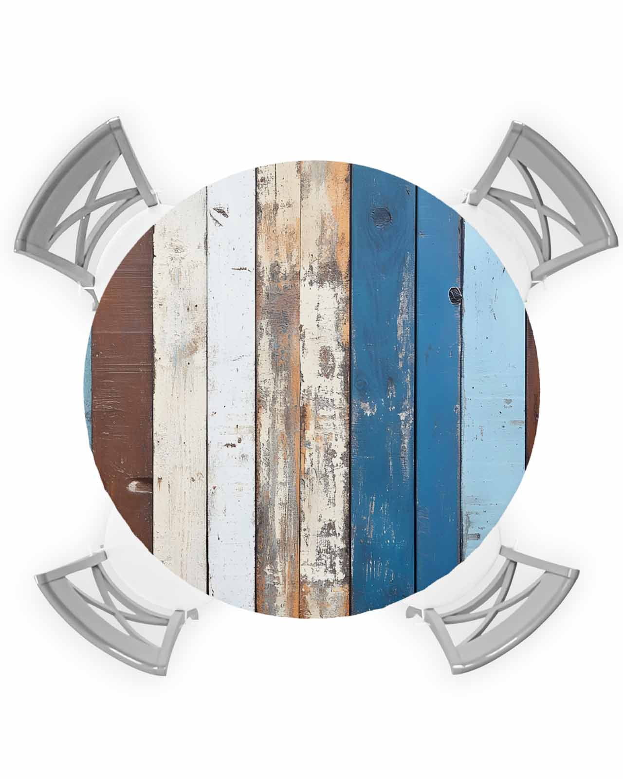 nqOlkjepod Colorful Wooden Round Tablecloth, Fitted Table Cover with ...