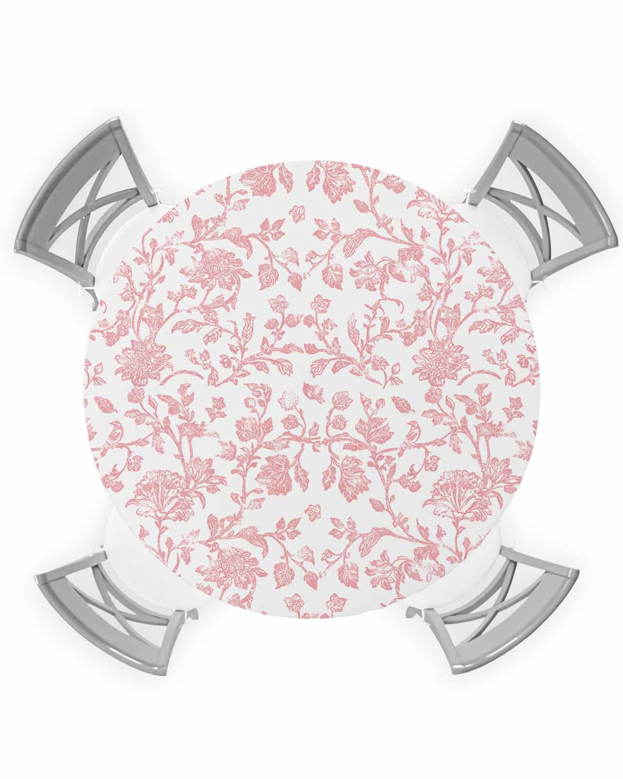nqOlkjepod Coral Red Flower Round Tablecloth, Fitted Table Cover with ...