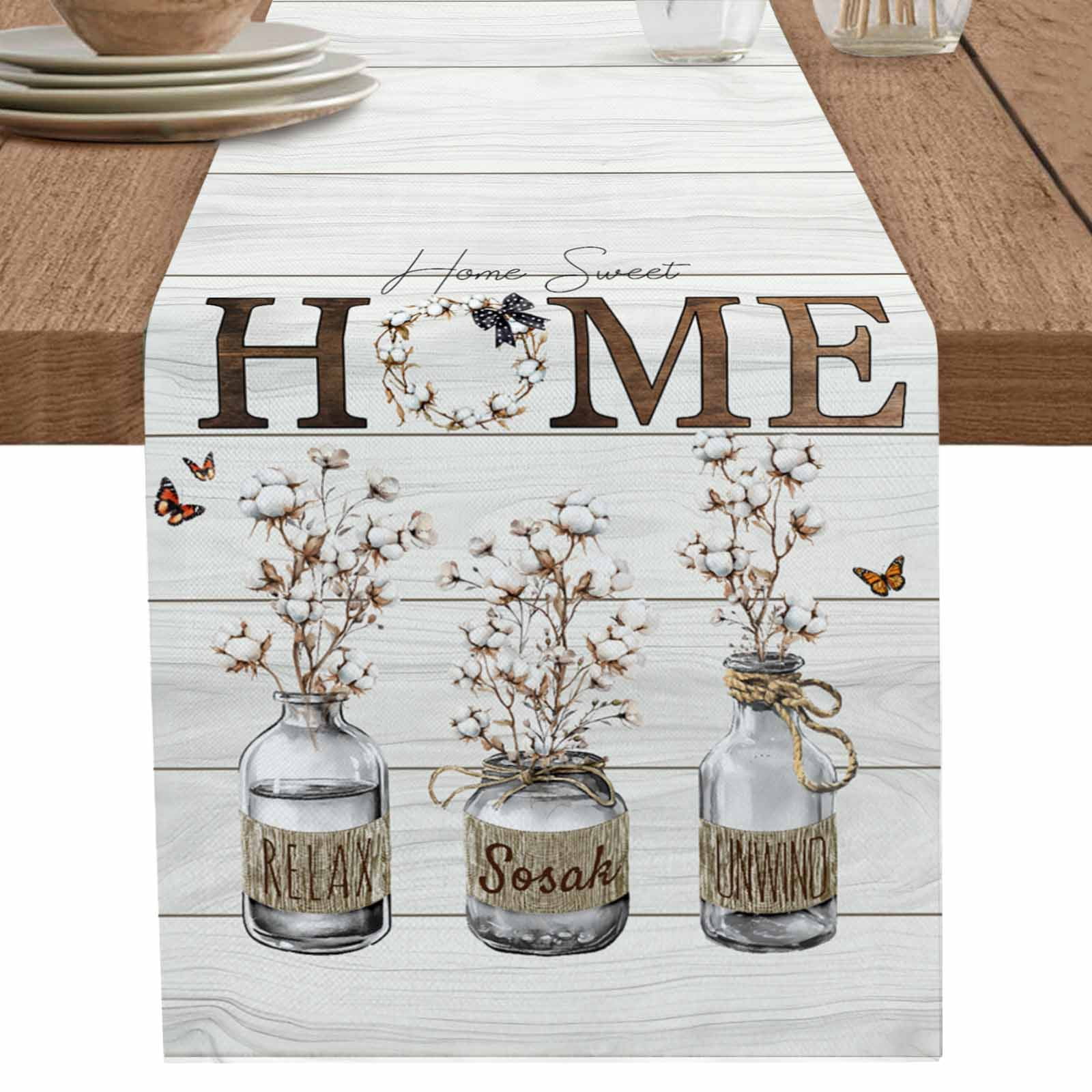 nqOlkjepod Cotton Floral Table Runner 72 Inches Long Farmhouse Dress ...