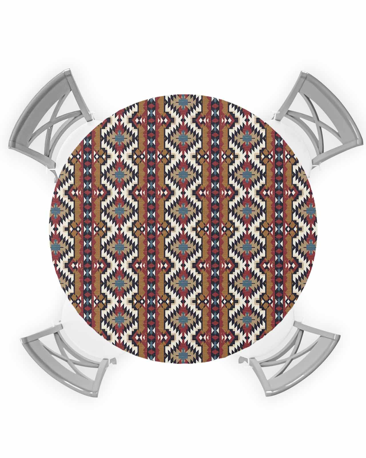 nqOlkjepod Country Boho Round Tablecloth, Fitted Table Cover with ...