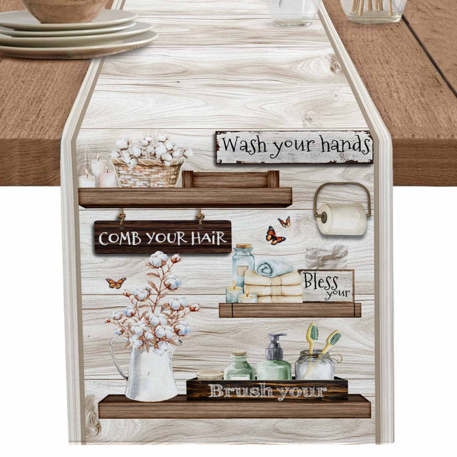 nqOlkjepod Country Cotton Floral Table Runner 70 Inches Long Farmhouse ...