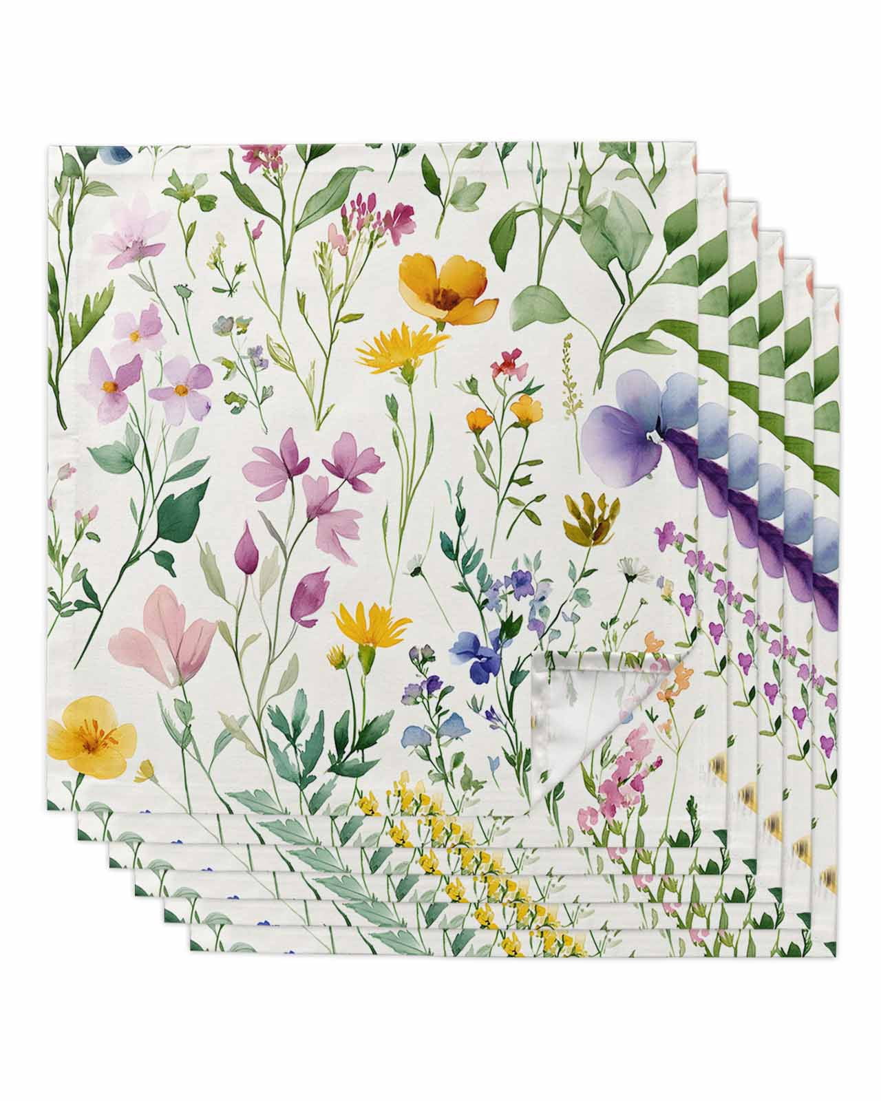 nqOlkjepod Country Flower Cloth Napkins Set of 6 Reusable Dinner ...
