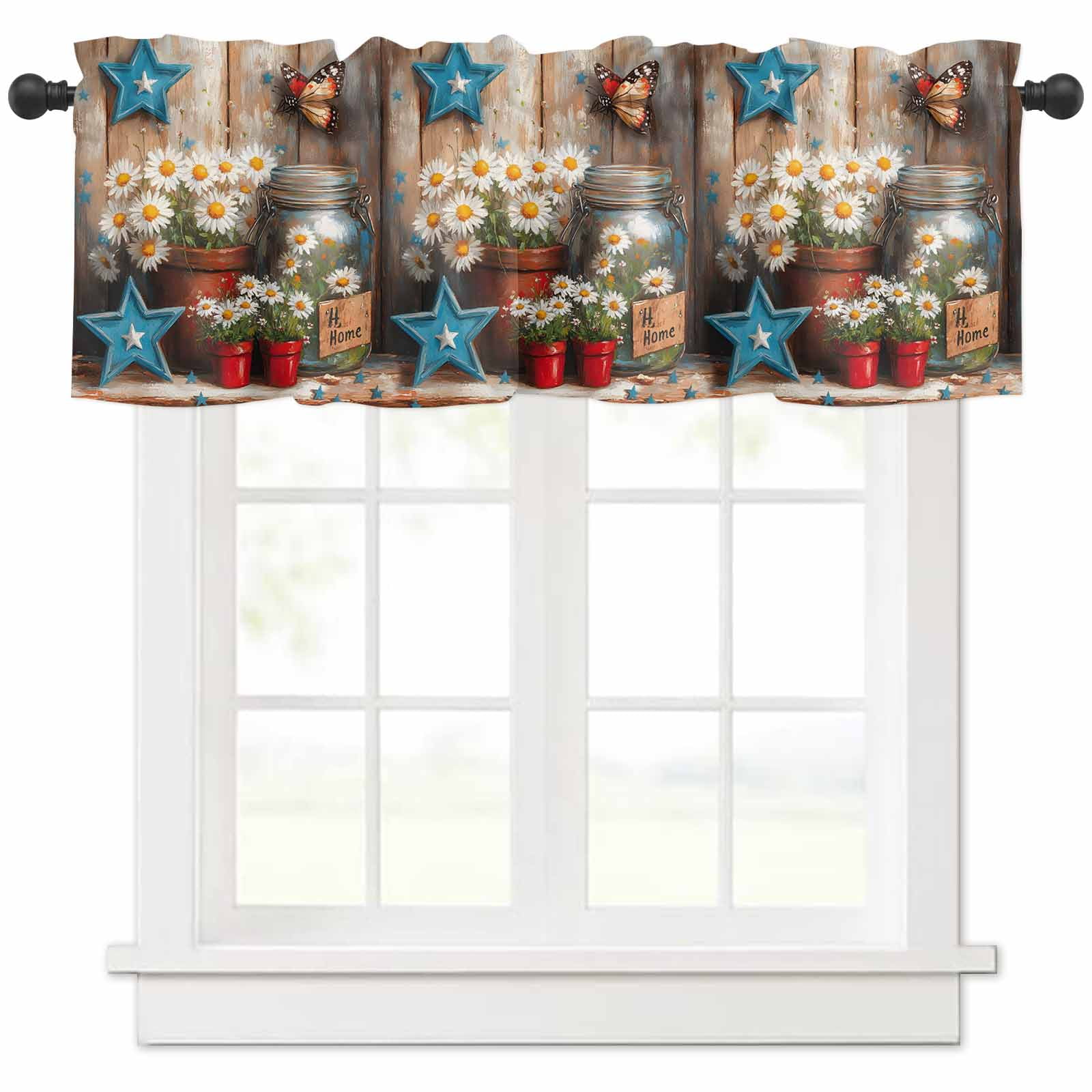 nqOlkjepod Country Flower Farmhouse Short Window Curtain Valances ...