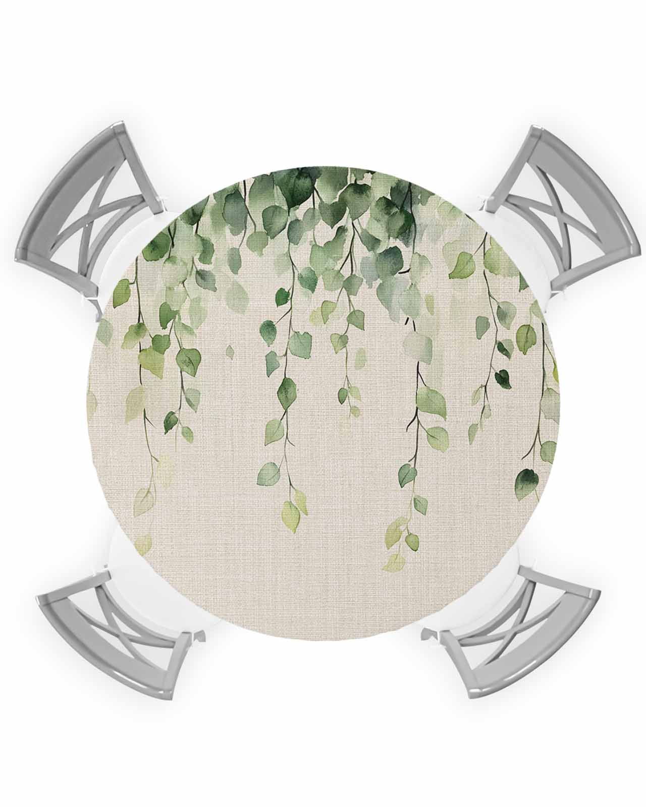 nqOlkjepod Country Green Leaves Round Tablecloth, Fitted Table Cover ...