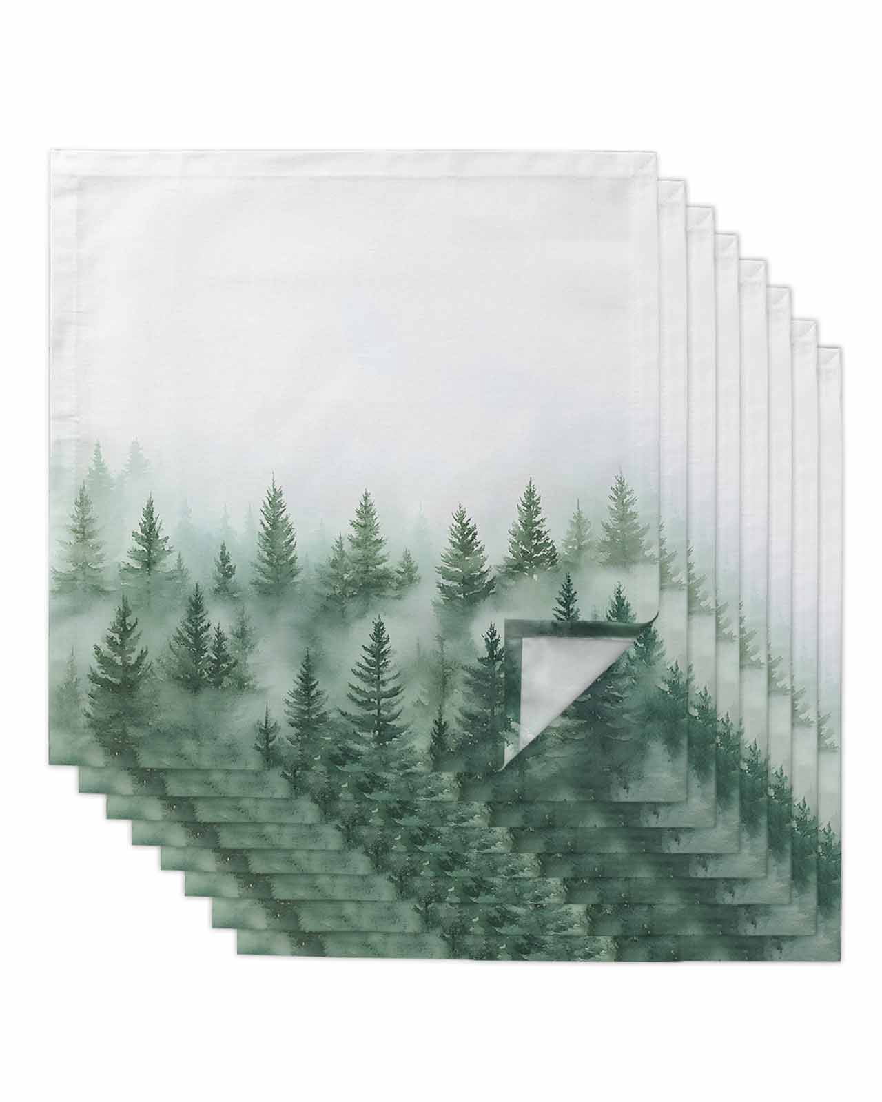 nqOlkjepod Country Mist Forest Cloth Napkins Set of 8 Reusable Dinner ...